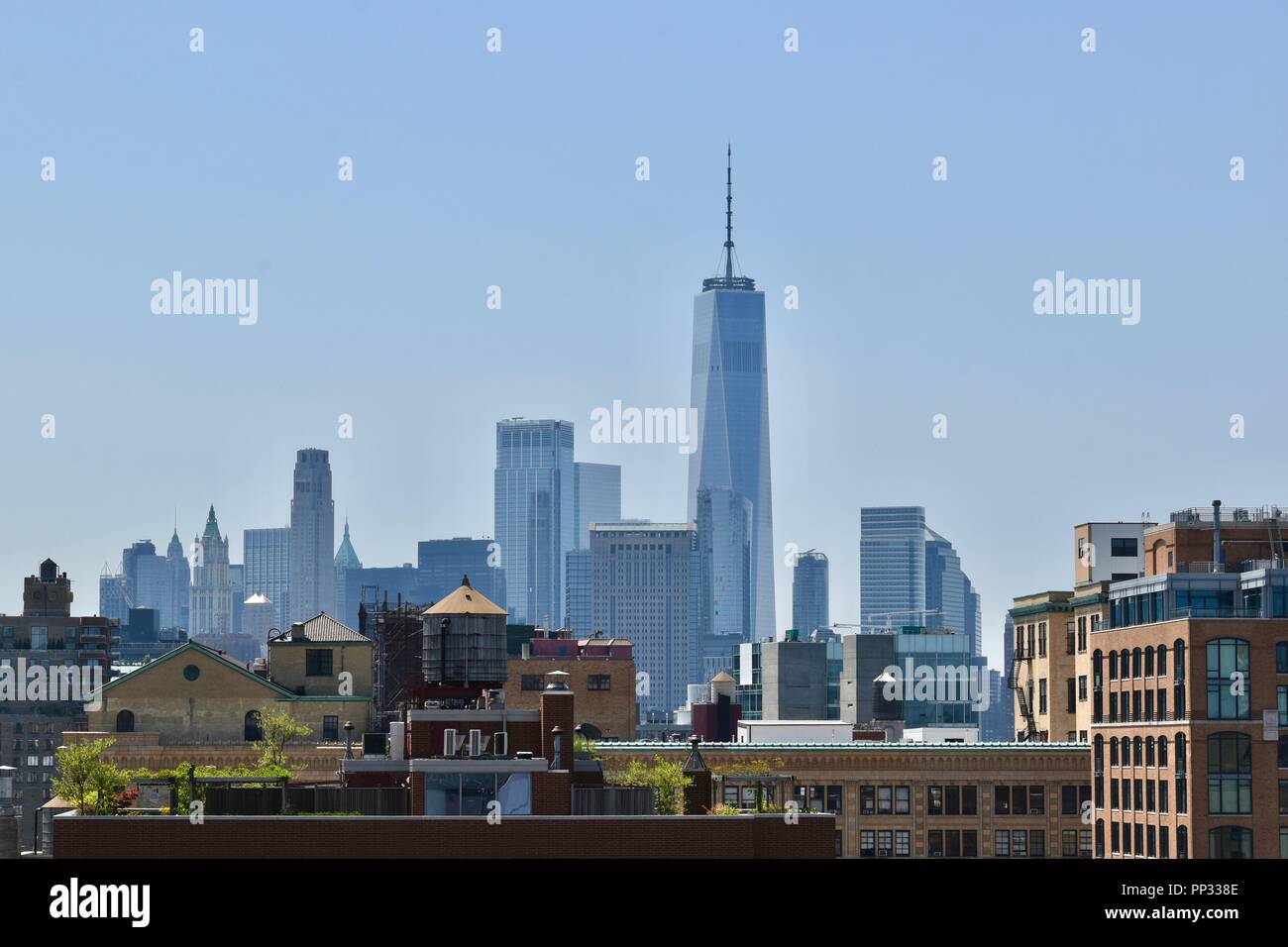 View of the Manhattan skyline as seen from the iconic High Lien aerial ...
