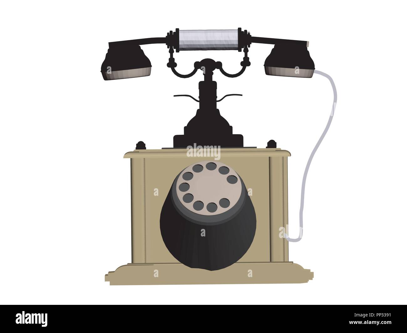 Vector illustration of retro phone. Polygon. 3D. Isolated Stock Vector ...