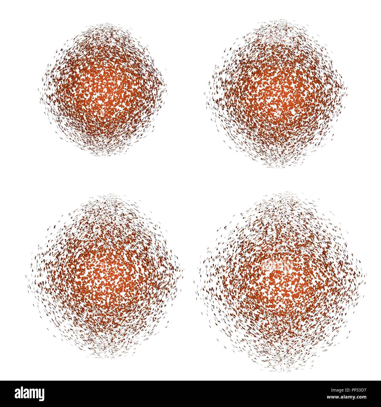 Vector illustration of exploding sphere. Flying fragments. Per-frame ...