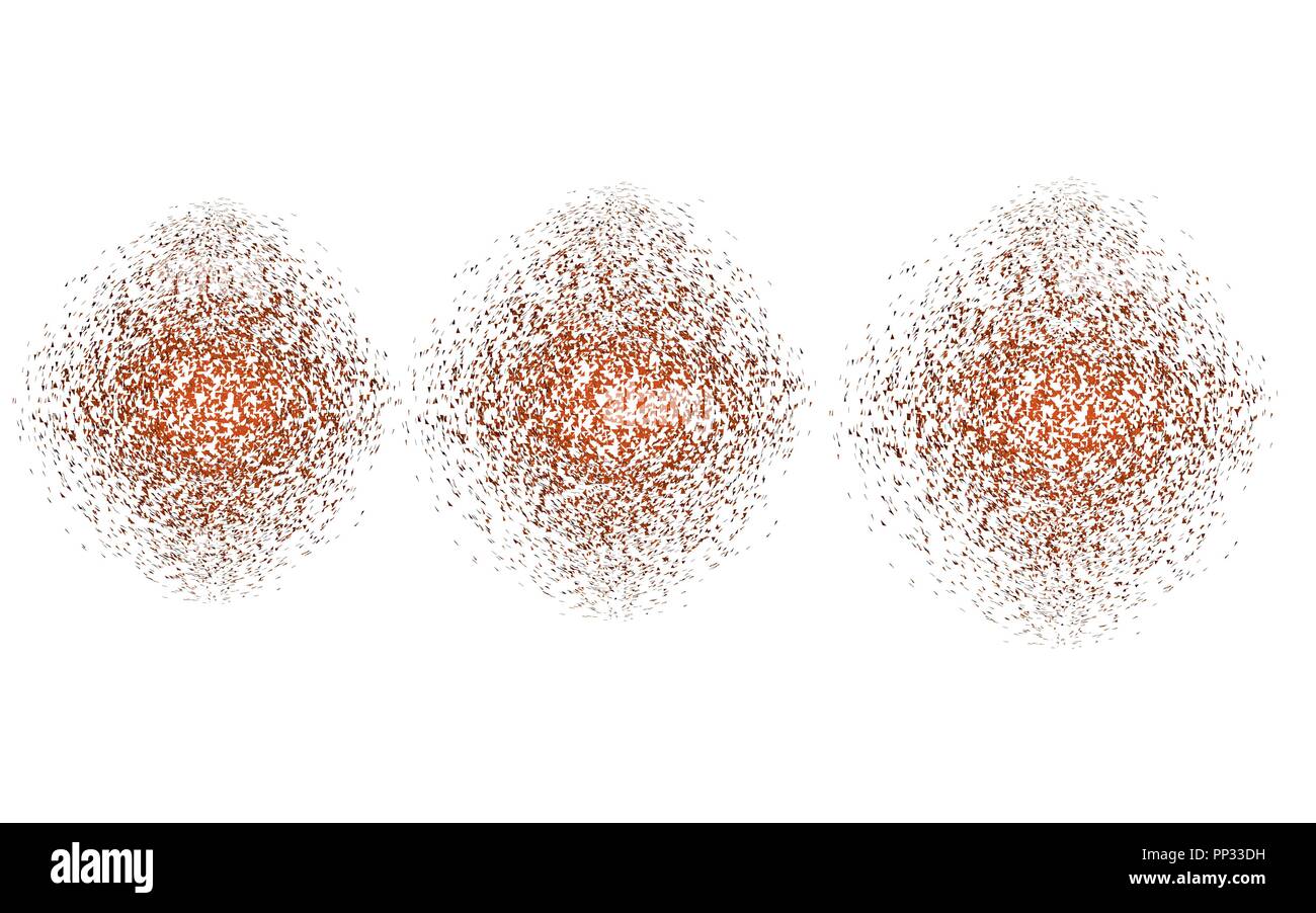 Vector illustration of exploding sphere. Flying fragments. Per-frame ...