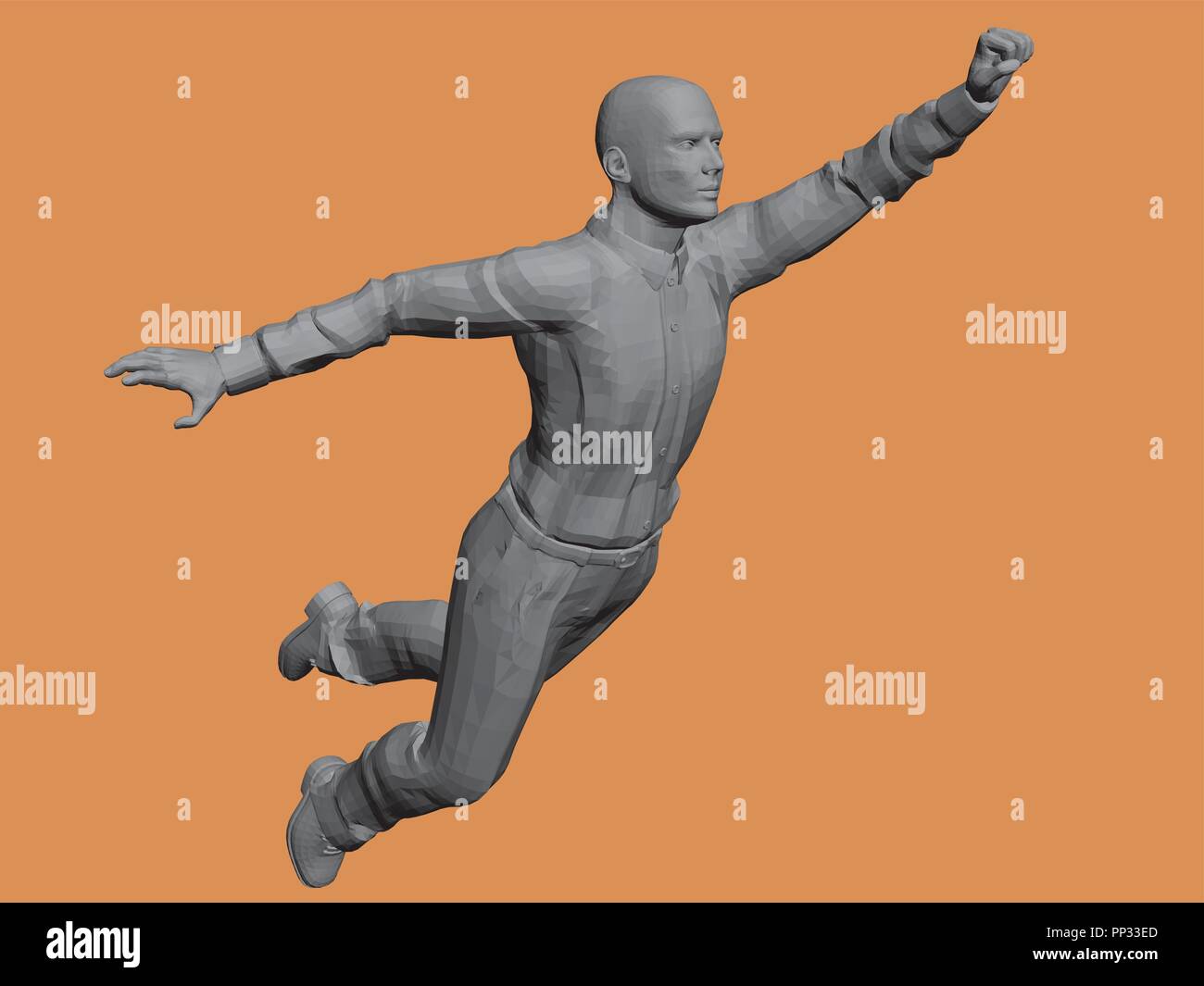 Vector illustration of a flying man. Polygon. Monument. Businessman ...