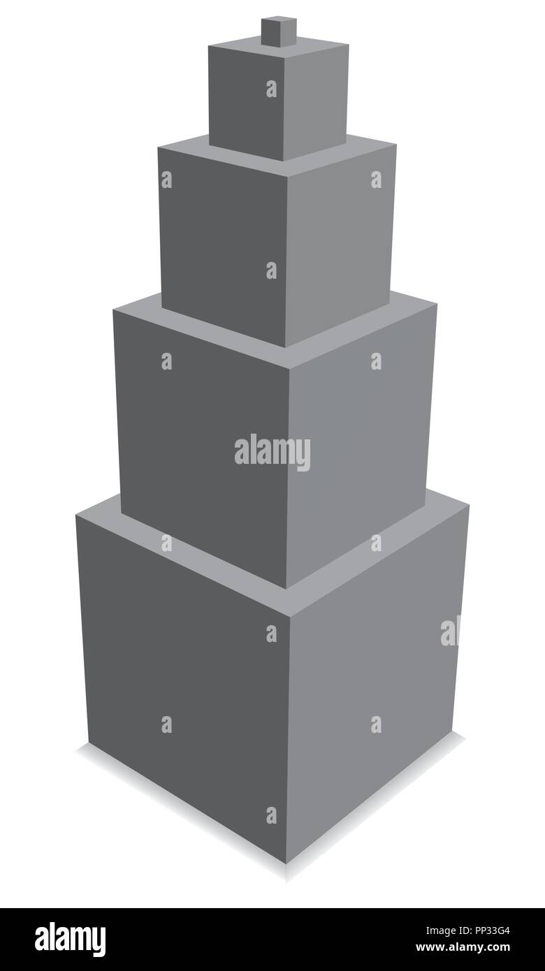 Vector illustration of a pyramid of cubes. To high. Isolated. 3D Stock ...