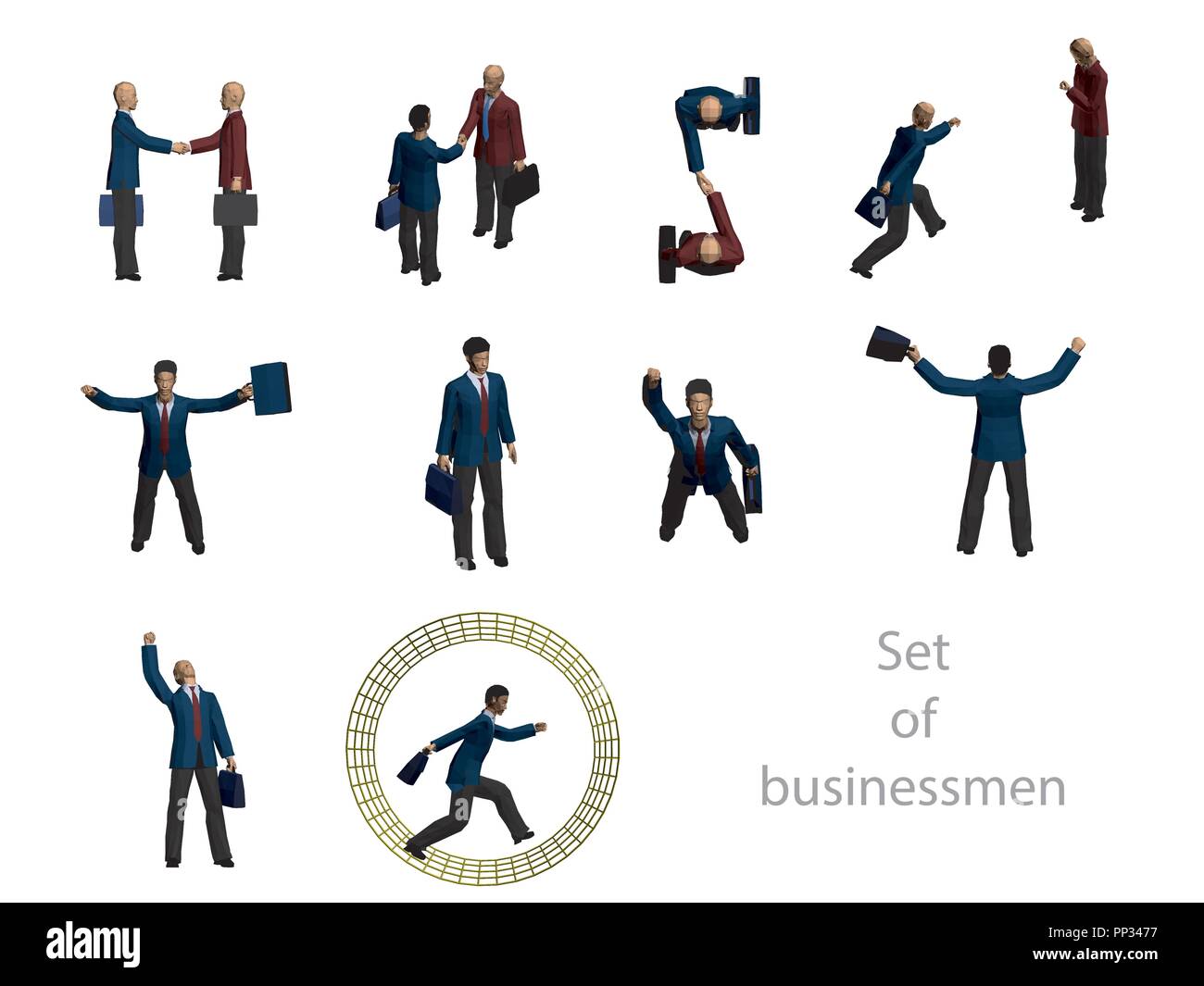 Set of of businessmen. A variety of poses. Handshake and business ...