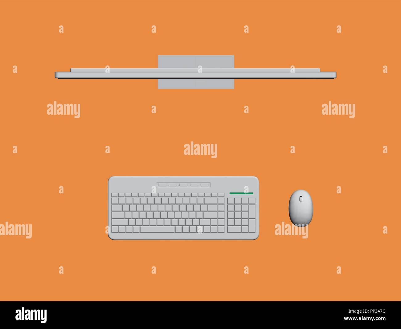 Vector illustration background with a computer. Top view. Isolated. 3D ...
