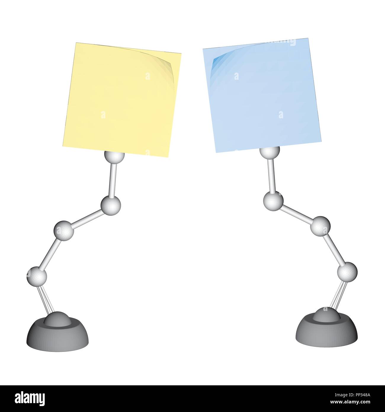 Vector illustration of papers for notes fastened to the stand. Isolated ...