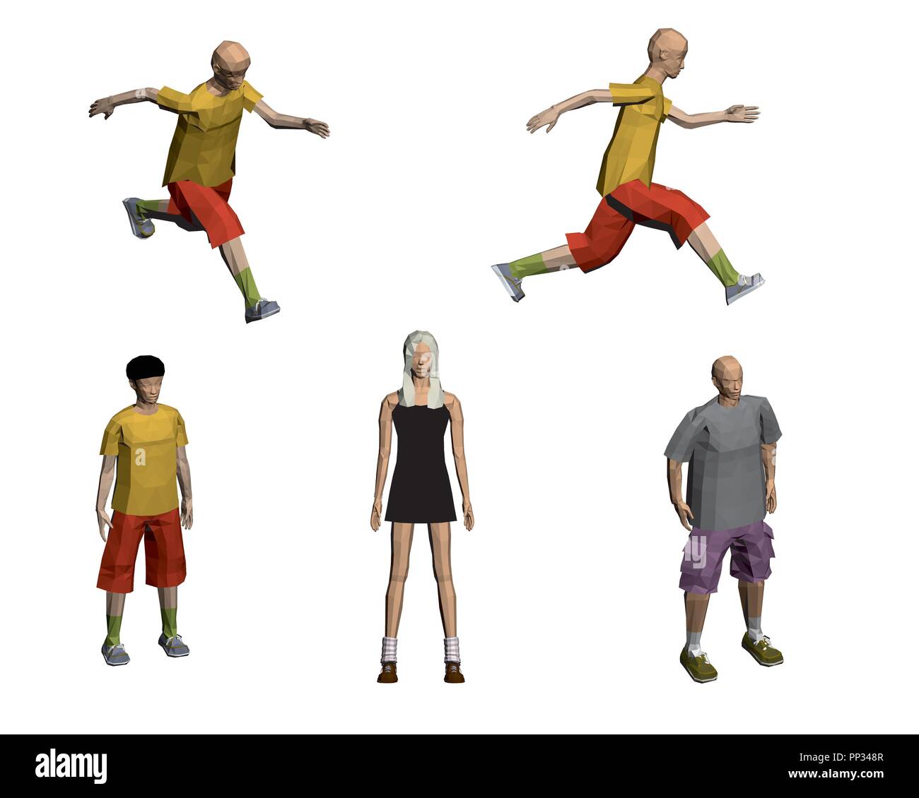 Vector illustration of a set of people. Isolated. 3D Stock Vector Image ...