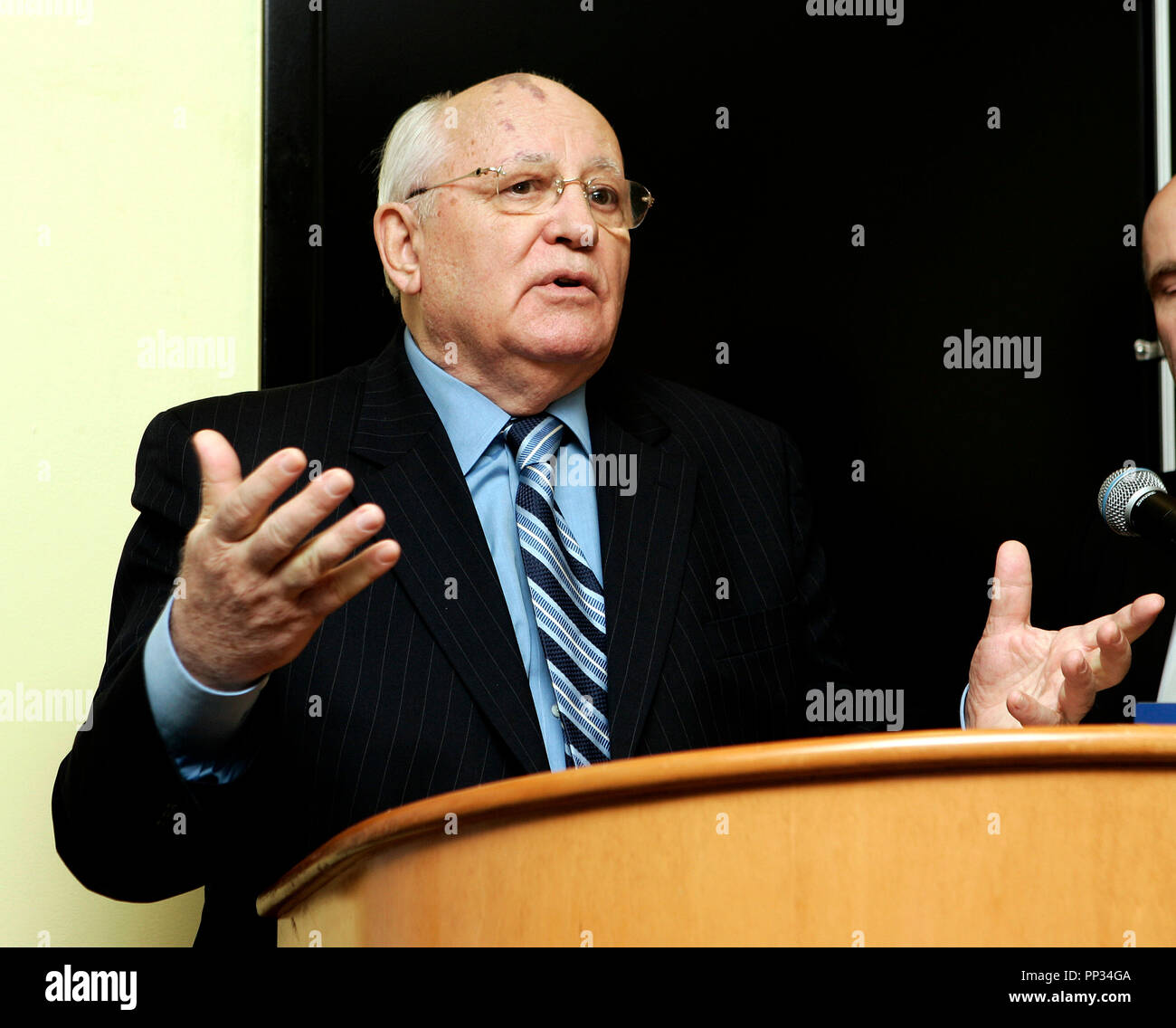 Former President of the Soviet Union Mikhail Gorbachev speaks to the ...