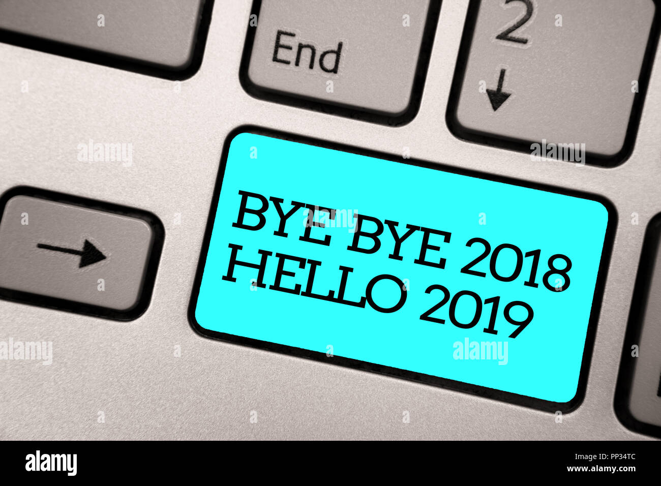 Text sign showing Bye Bye 2018 Hello 2019. Conceptual photo Starting ...