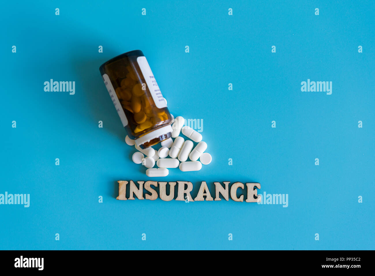 The concept of health insurance. Insurance inscription on the ...