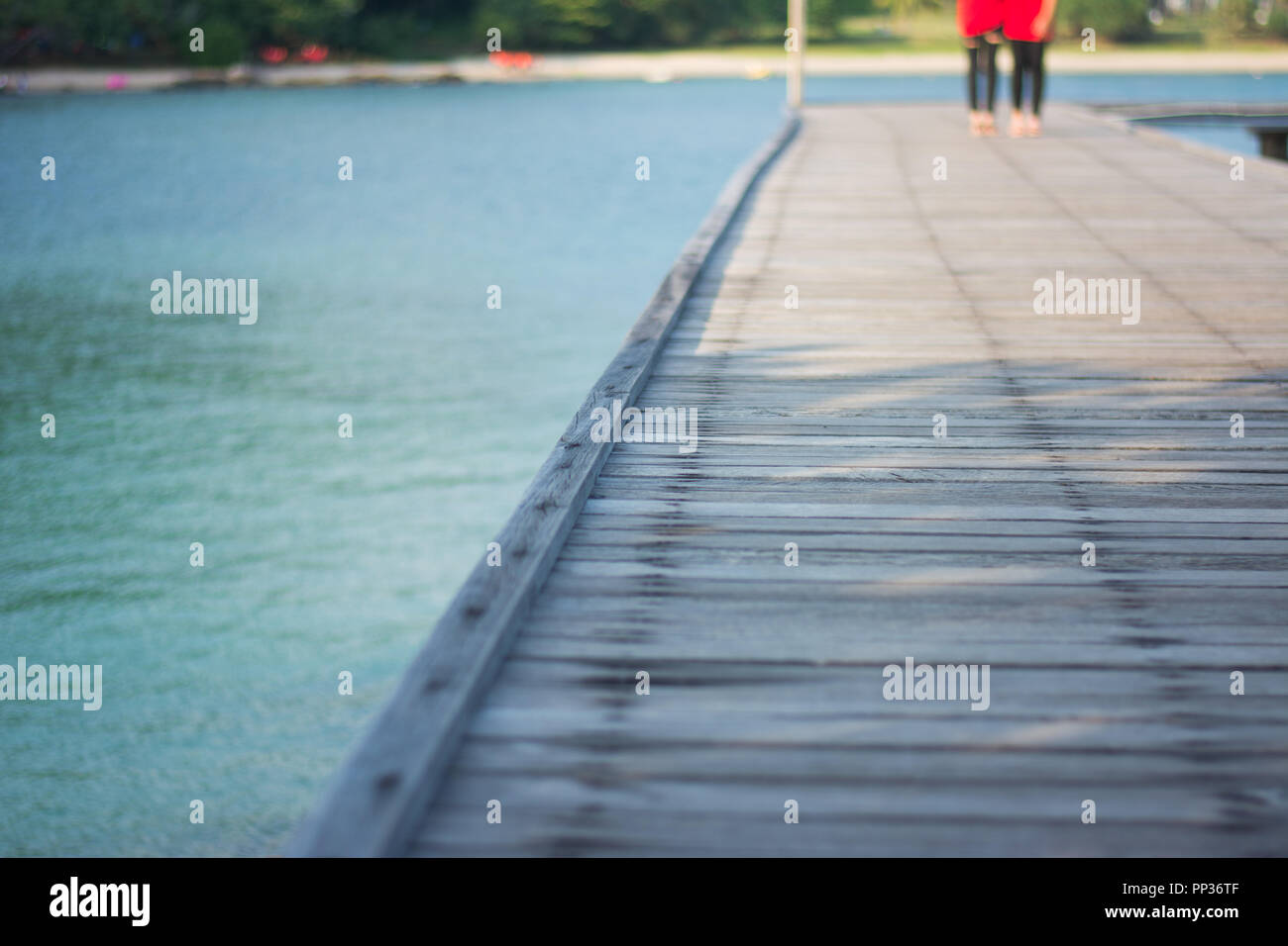 Wooden bridge blur background Stock Photo - Alamy