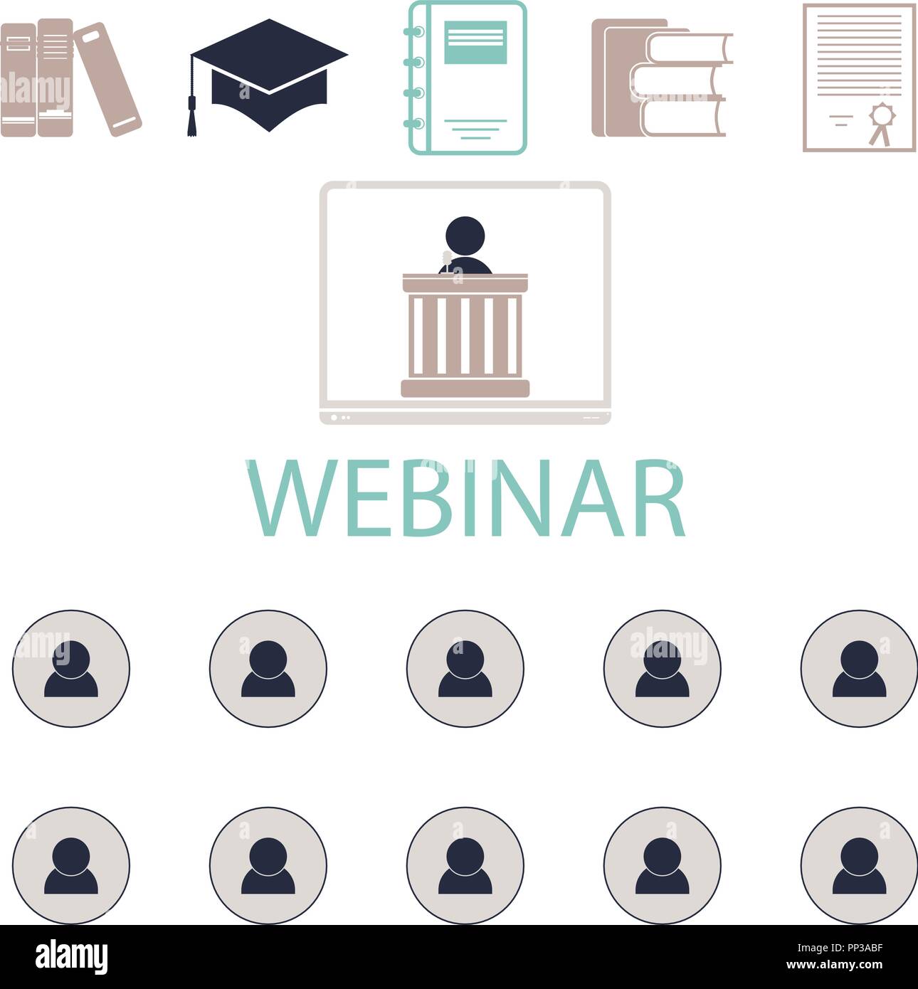 Webinar online conference lectures and training in internet. Vector ...