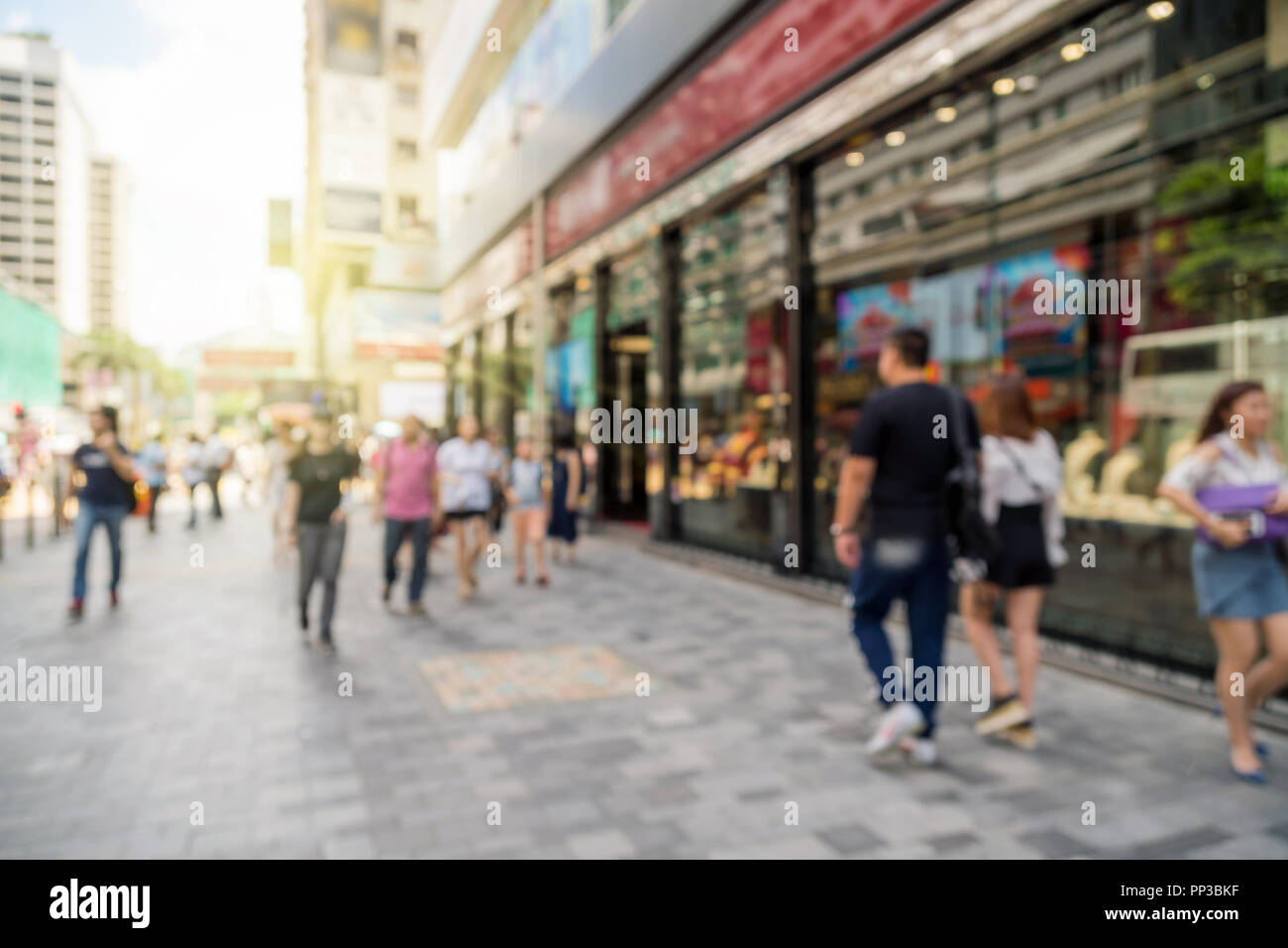 Abstract blurred photo of shopping store in outdoor store mall with ...