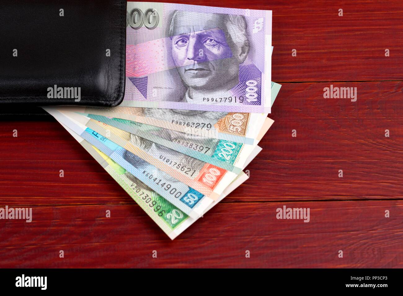 Slovak Koruna in the black wallet Stock Photo - Alamy