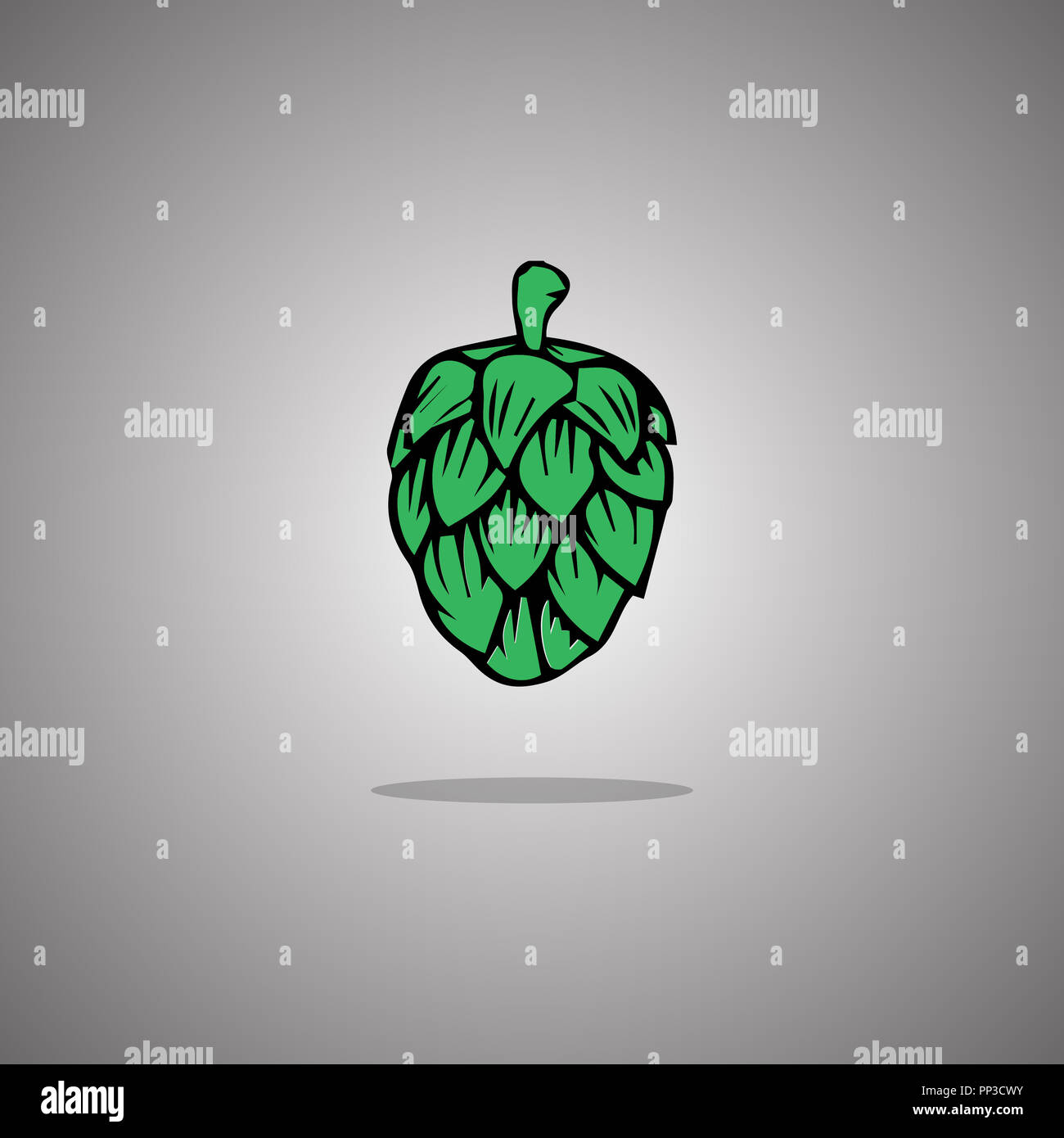 Hop beer. illustration. Gray background with gradient Stock Photo - Alamy