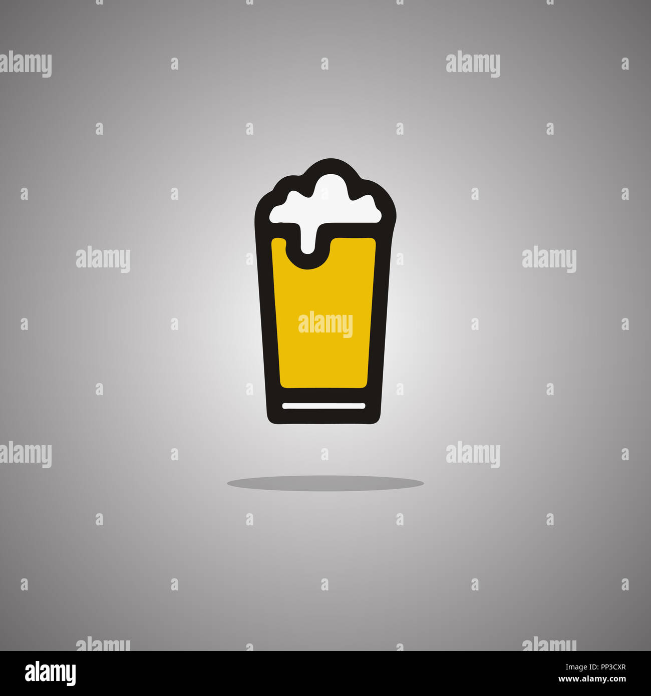 Glass beer. illustration. Gray background with gradient Stock Photo - Alamy
