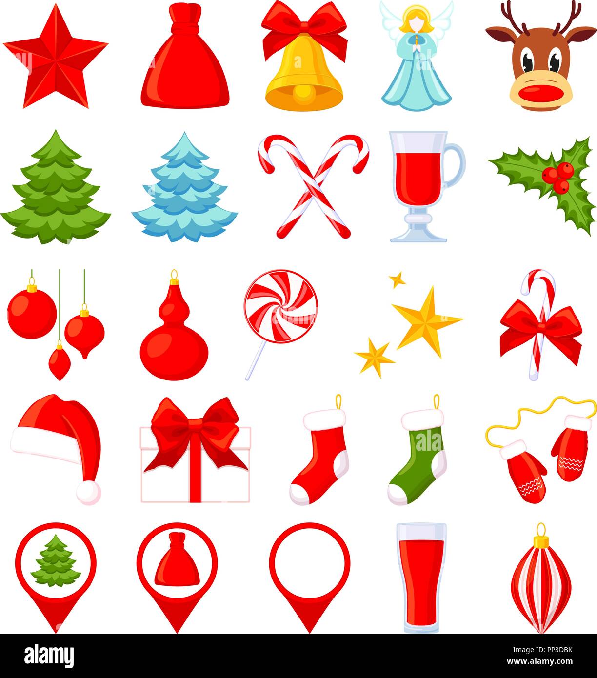 25 colorful cartoon christmas elements Stock Vector Image & Art - Alamy