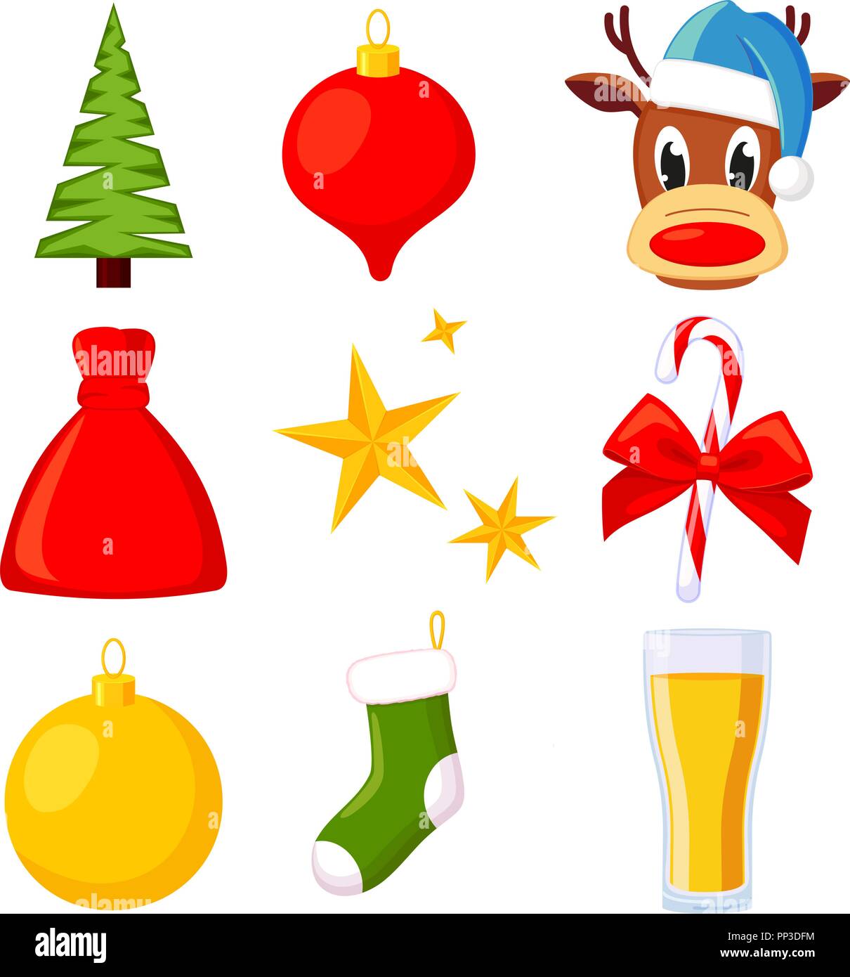 9 colorful cartoon xmas elements set Stock Vector Image & Art - Alamy