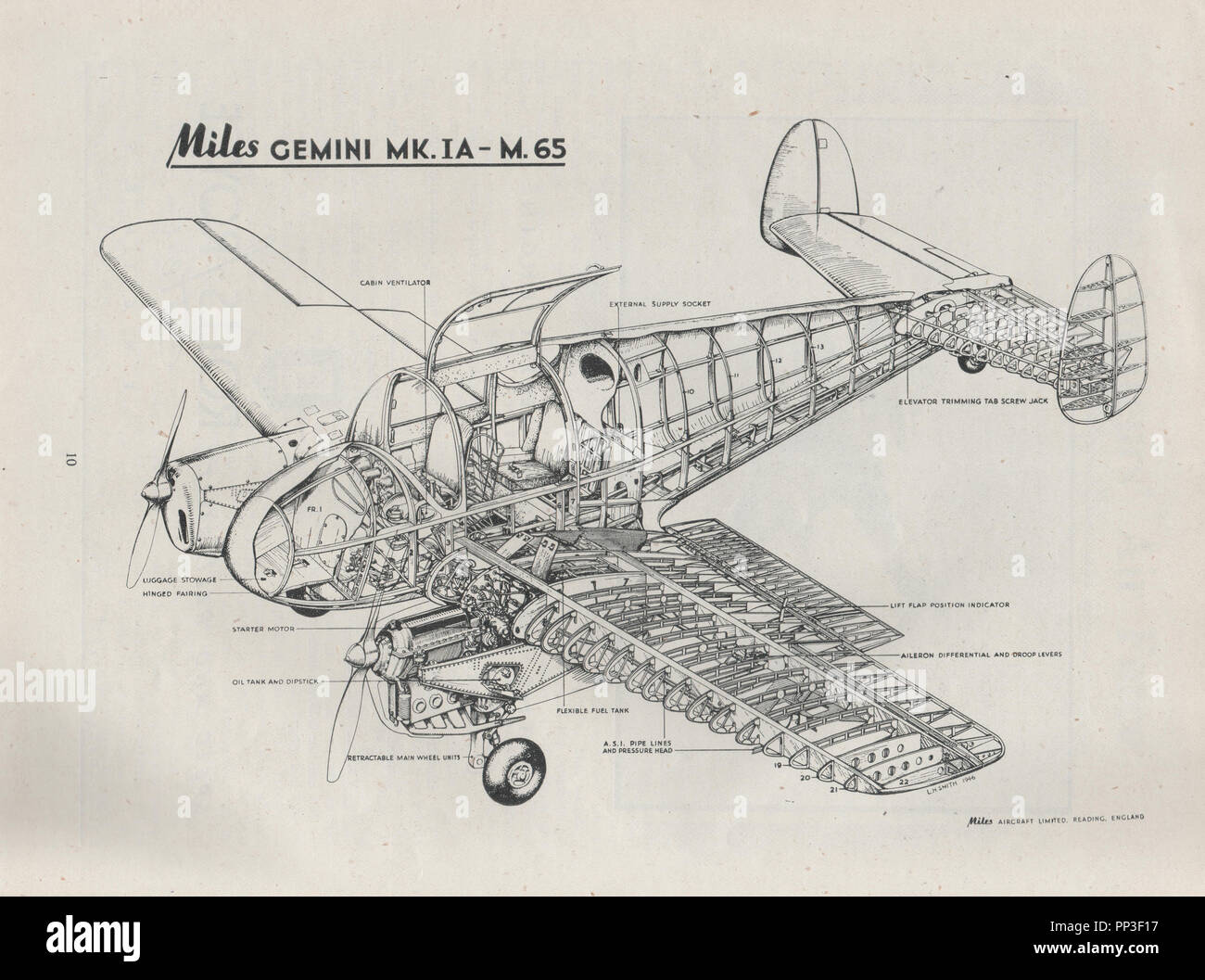Miles M.65 Gemini cutaway drawing dated to January 1947. The Gemini was ...