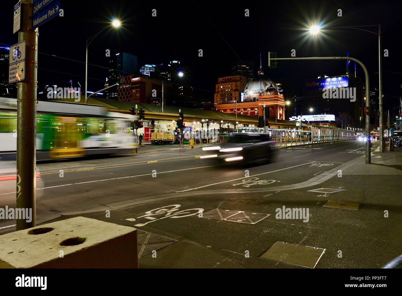 Tram in motion at night, Melbourne VIC, Australia Stock Photo - Alamy