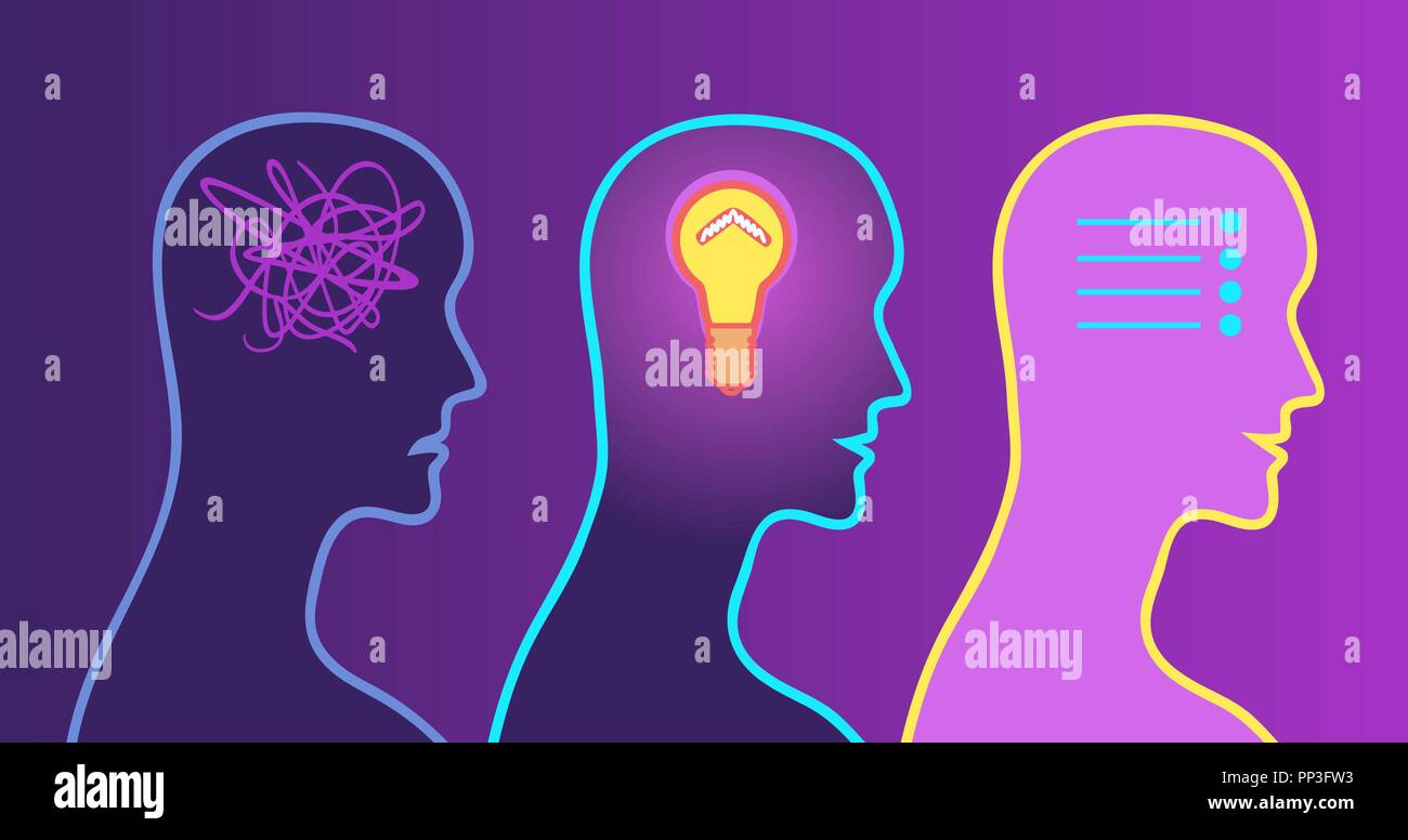 Decision making process, illumination in the head. Problem solved Stock ...