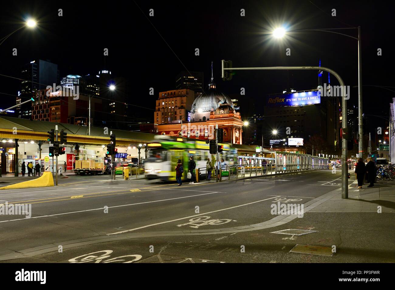 Tram in motion at night, Melbourne VIC, Australia Stock Photo - Alamy
