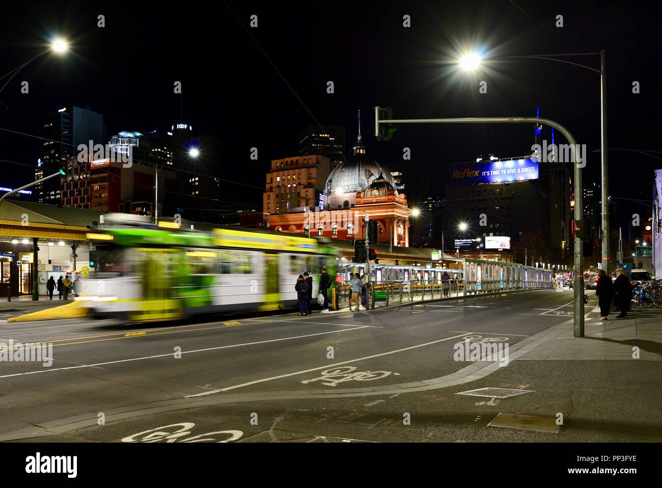Tram in motion at night, Melbourne VIC, Australia Stock Photo - Alamy