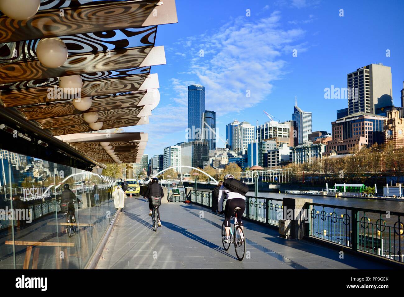 Cyclists riding on a path, Melbourne VIC, Australia Stock Photo - Alamy