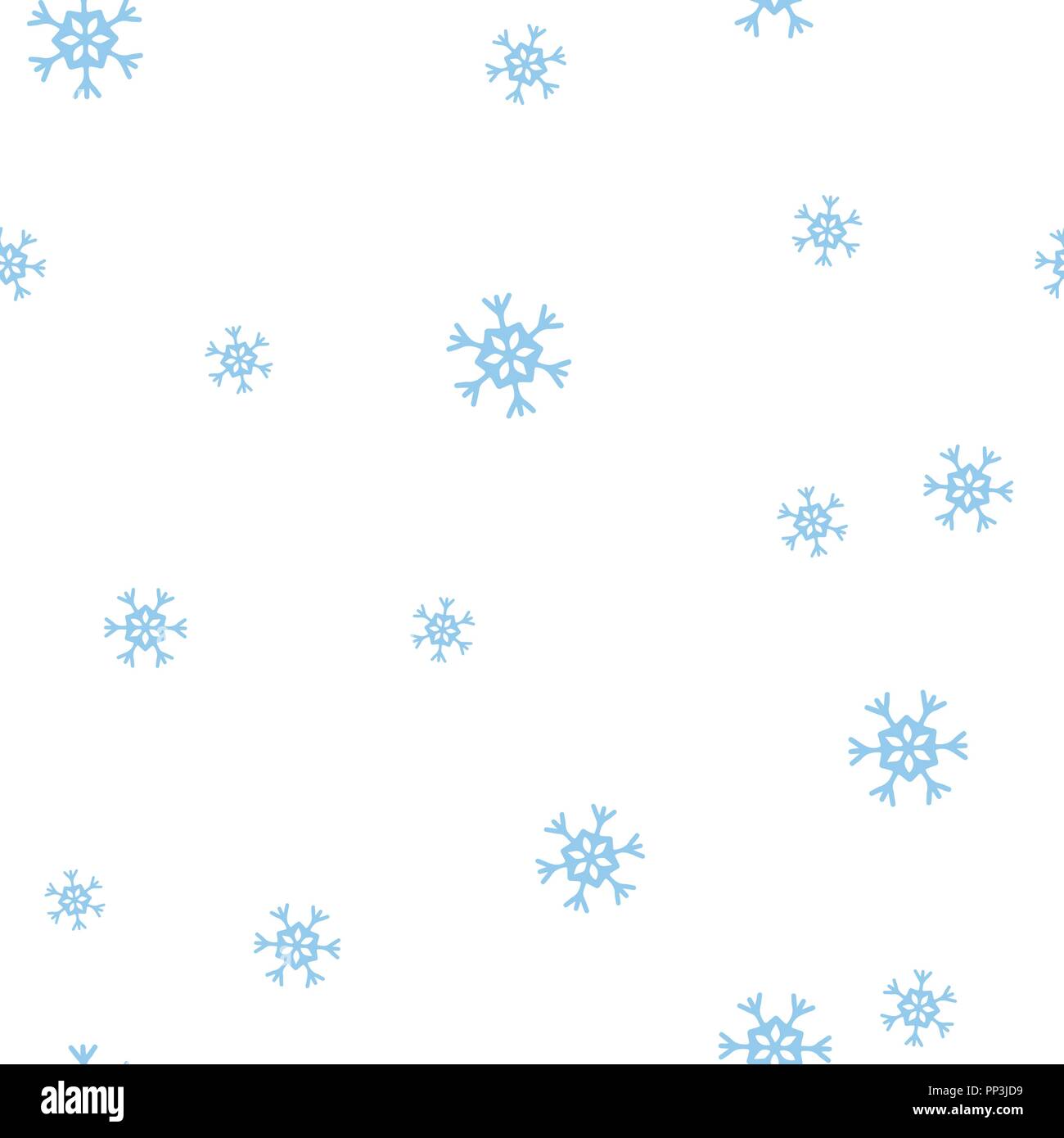 Blue snowflakes seamless pattern. Isolated on a white background ...