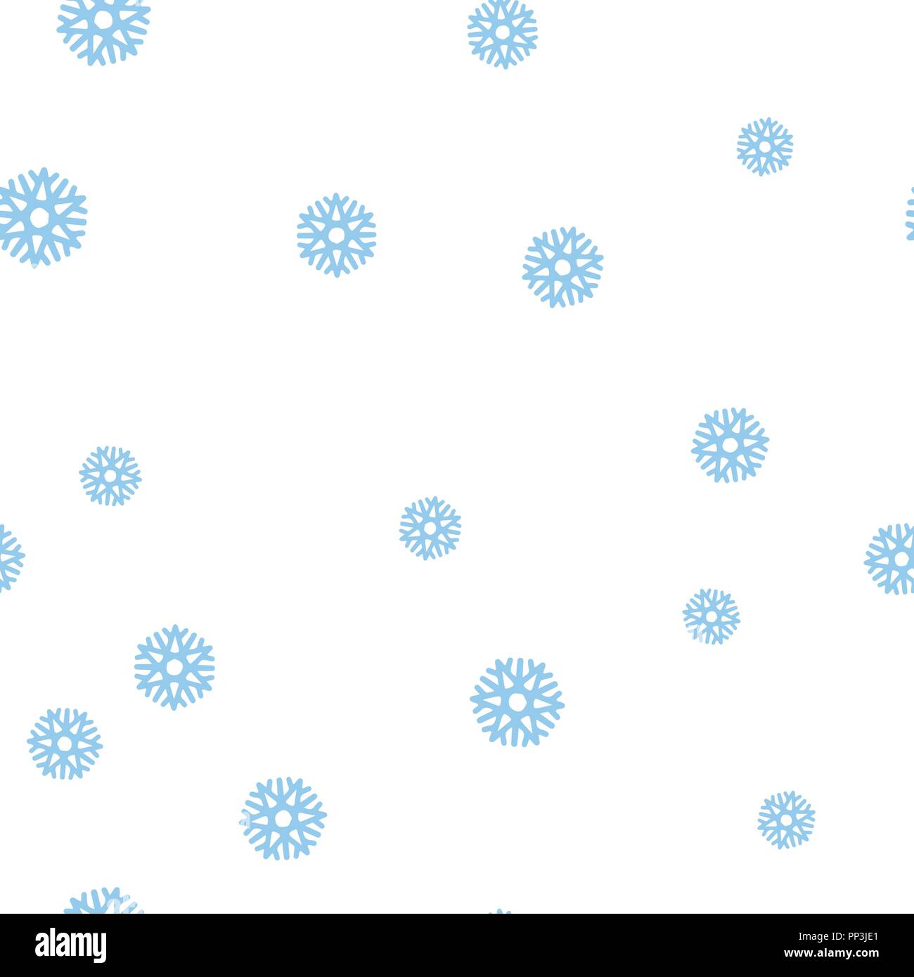 Blue snowflakes seamless pattern. Isolated on a white background ...