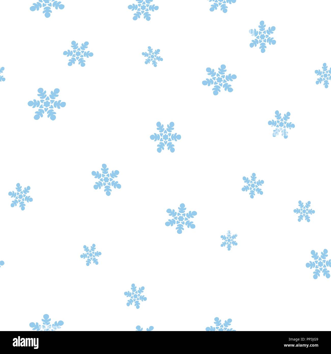 Blue snowflakes seamless pattern. Isolated on a white background ...