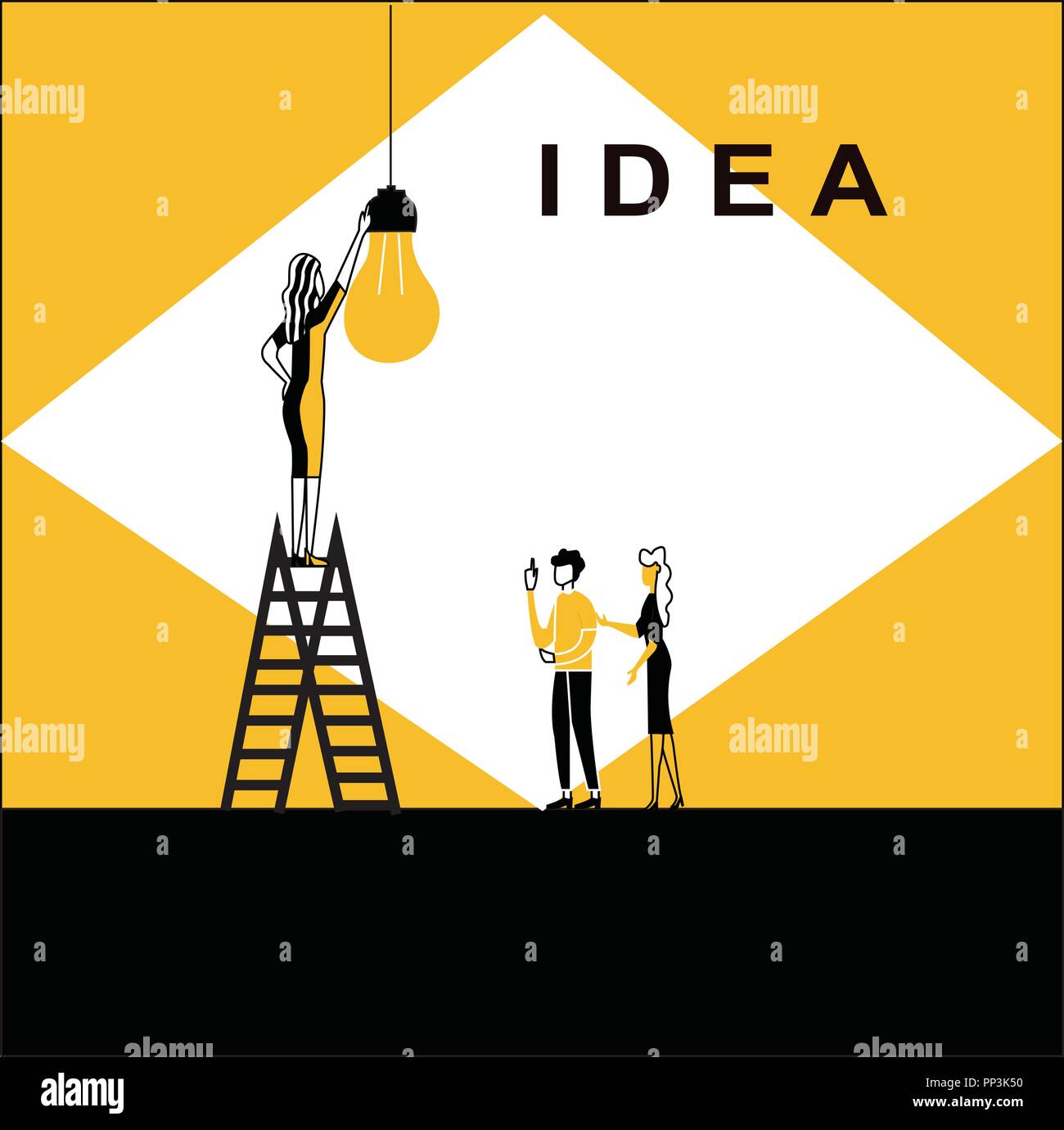Woman changing light bulb Stock Vector Images - Alamy