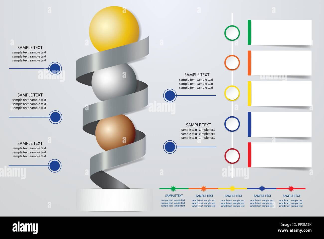 Infographic presentation of metal spiral with gold, silver and bronze ...
