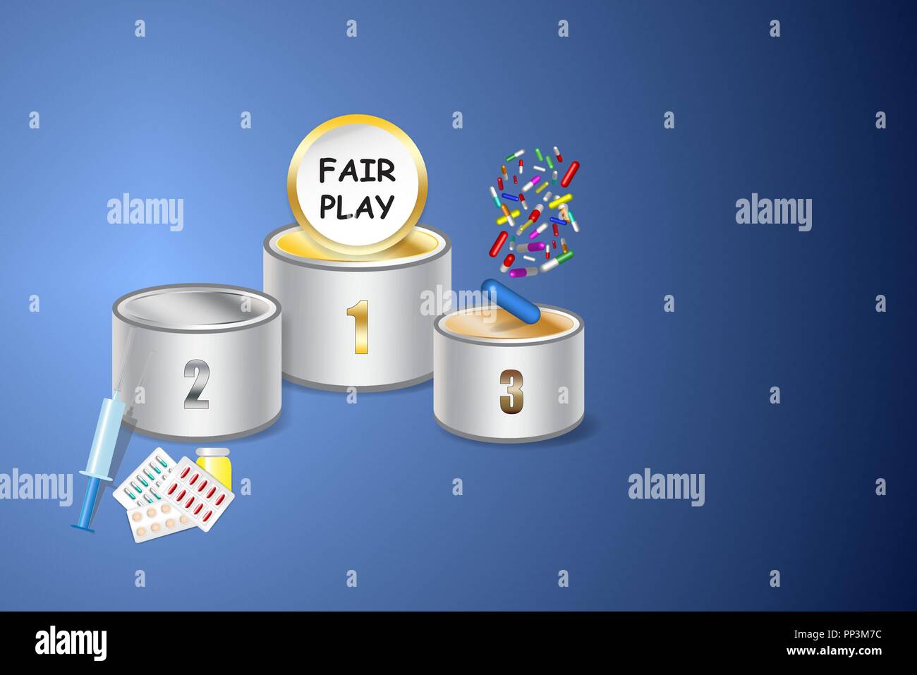 Fair play and no drugs in sport concept vector. You can use free place ...