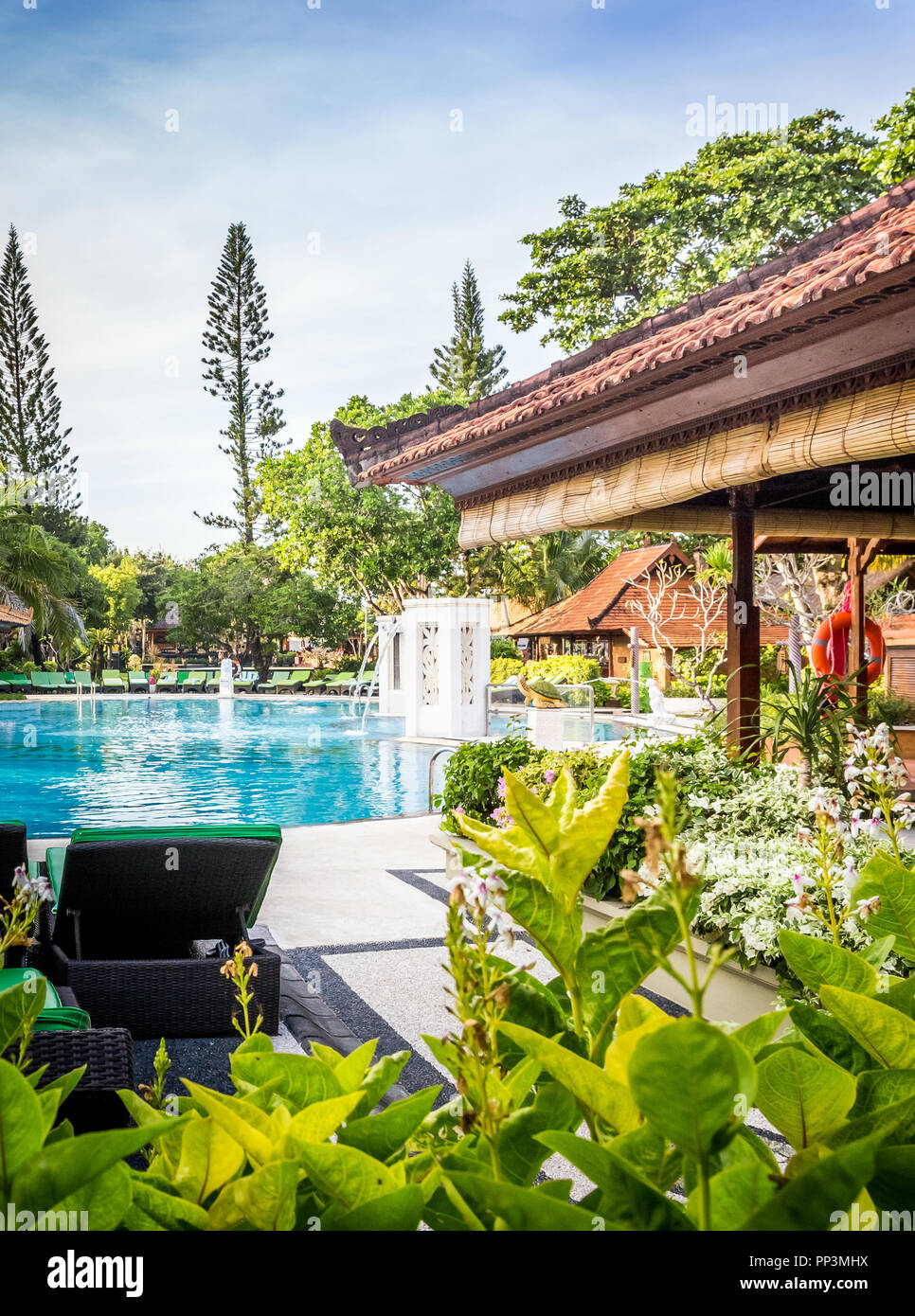Luxury balinese resort, swimming pool and surroundings, Indonesia Stock ...
