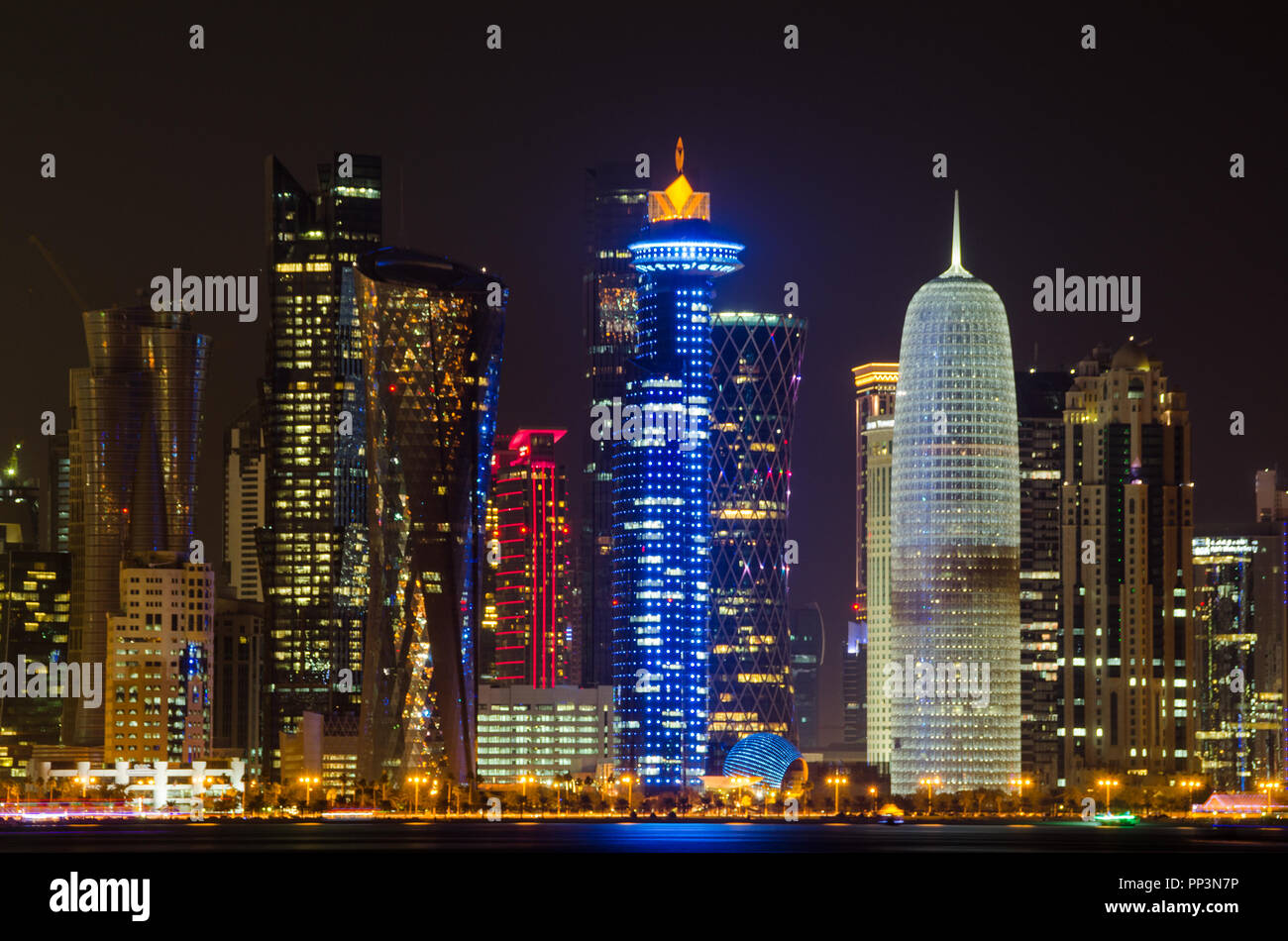 Doha city at night, Qatar Stock Photo - Alamy