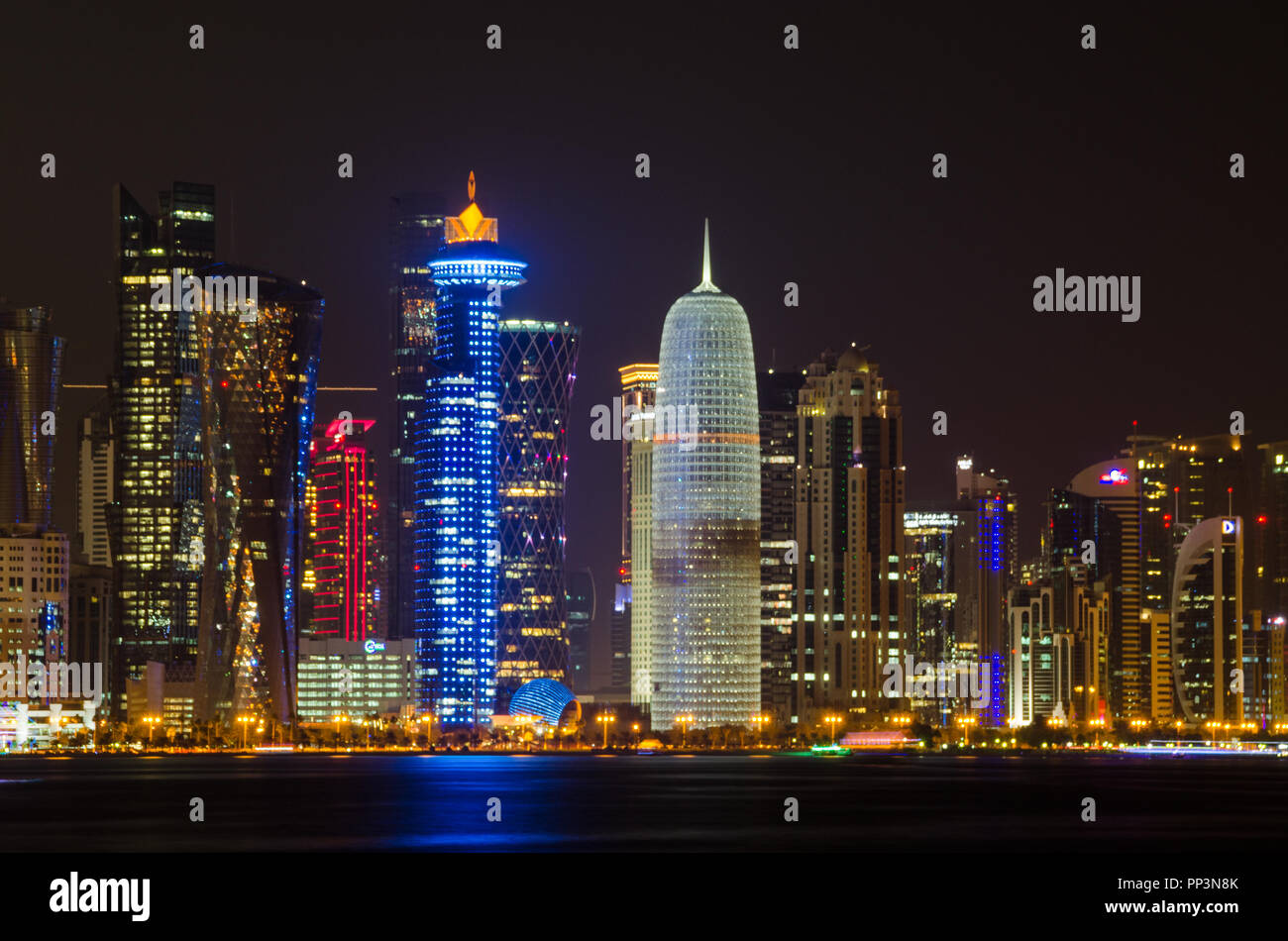 Doha city at night, Qatar Stock Photo - Alamy