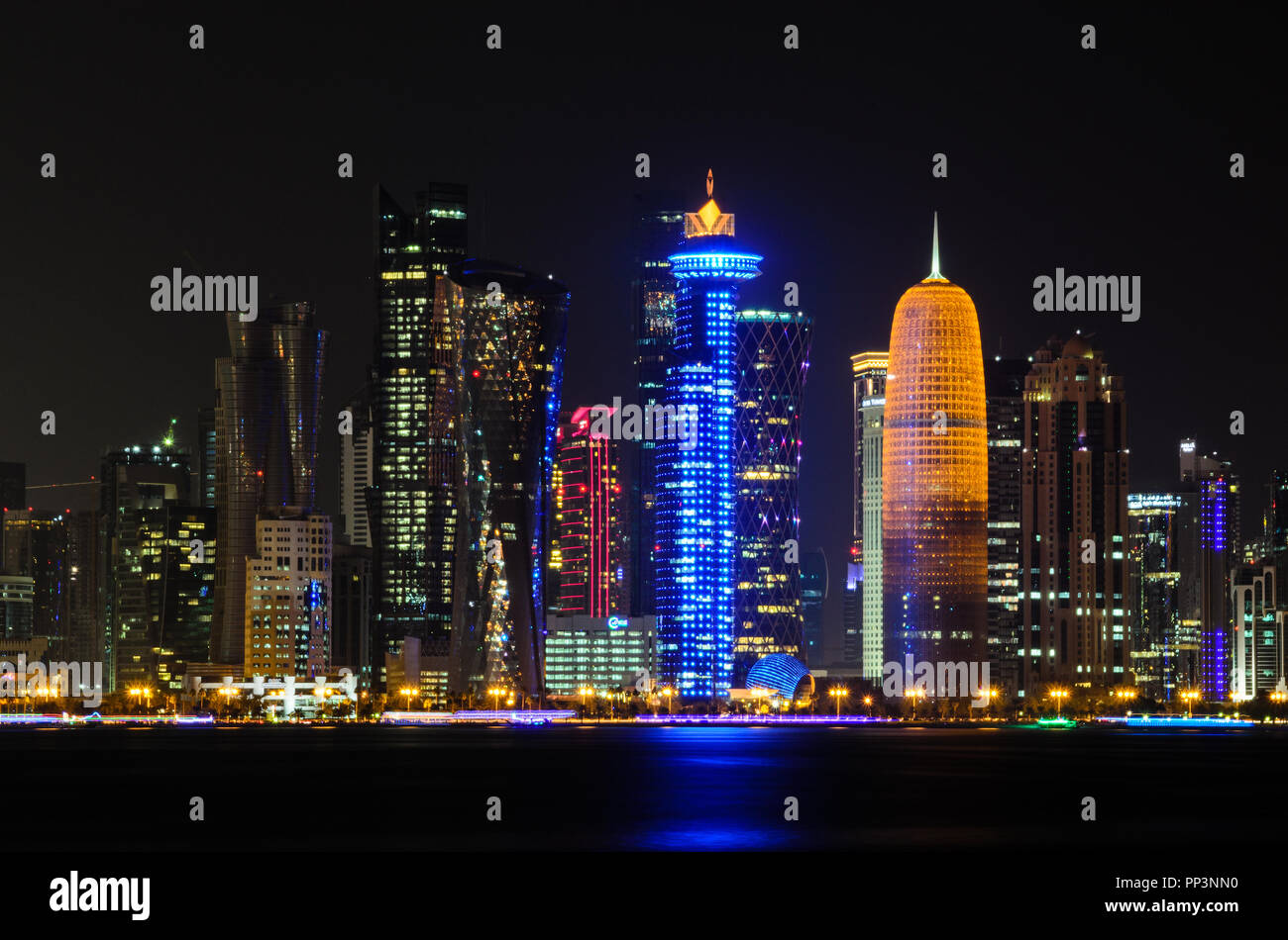 Doha city at night, Qatar Stock Photo - Alamy
