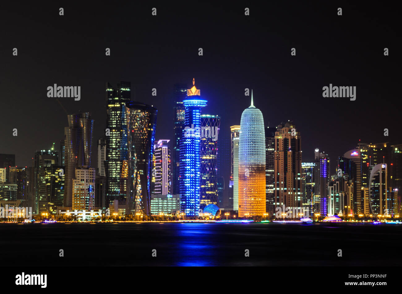 Doha city at night, Qatar Stock Photo - Alamy
