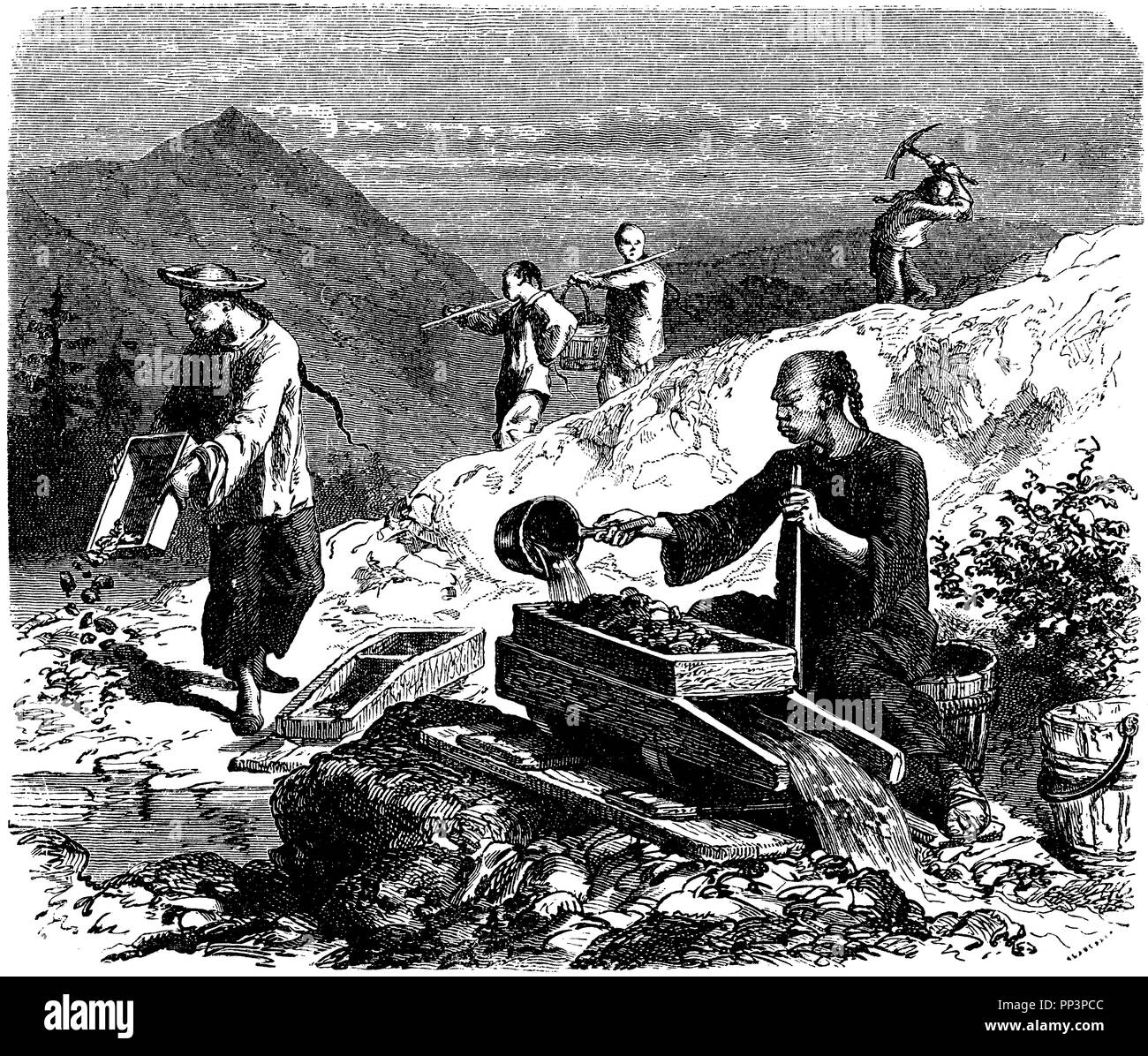 Gold panning Black and White Stock Photos & Images - Alamy