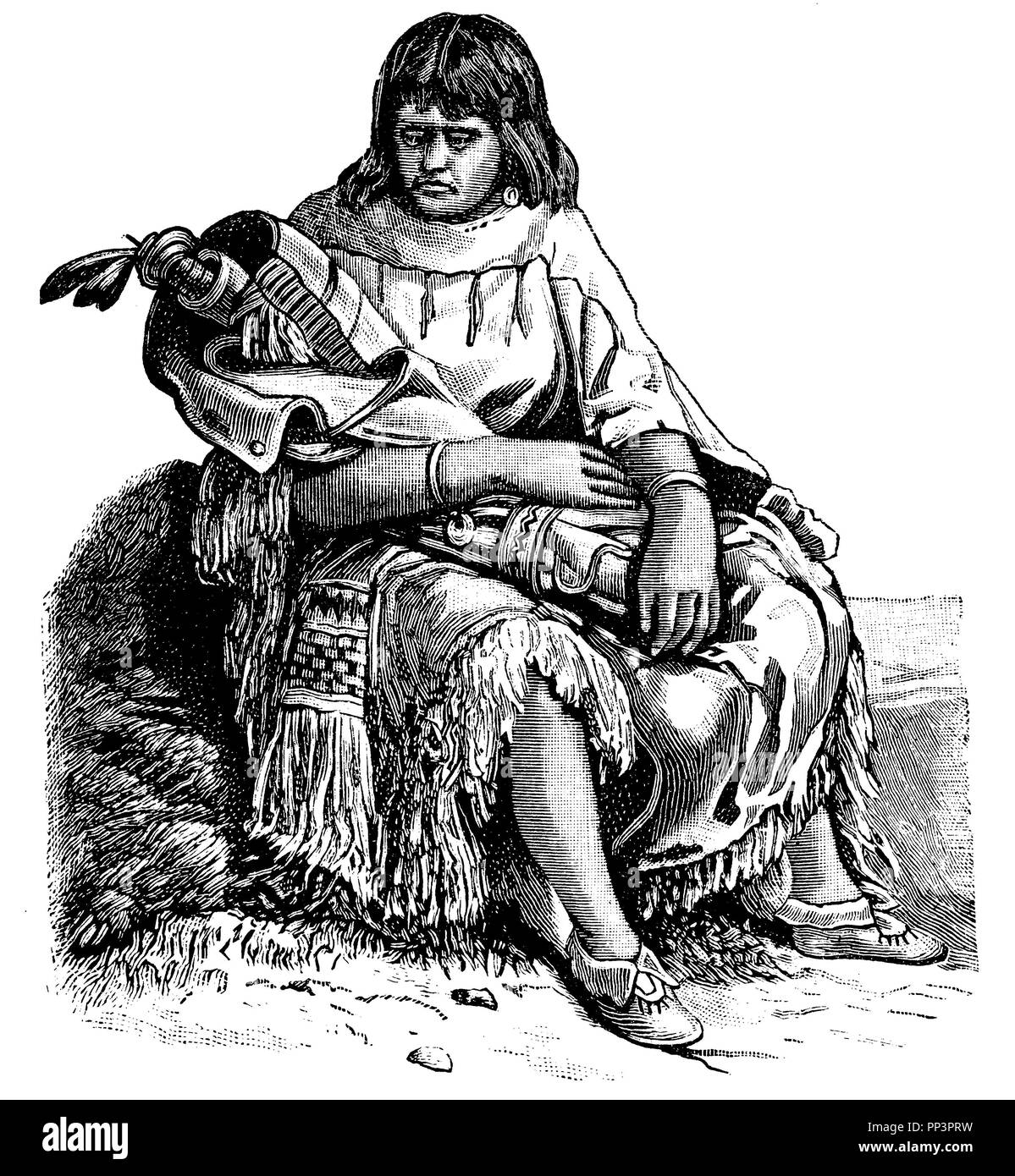 Widow of the Chippeway Indians, with the model of her deceased spouse ...