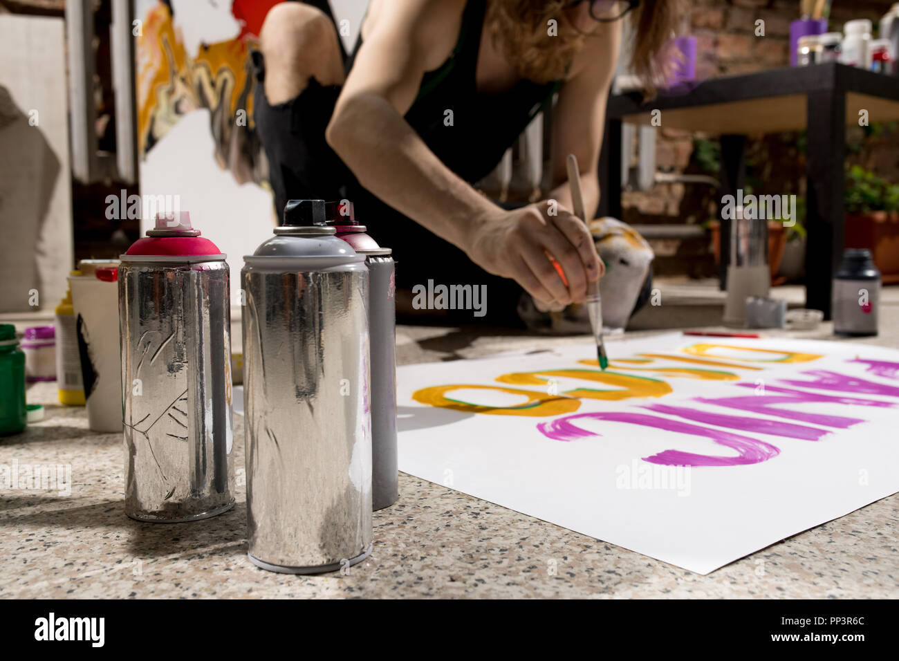 Male Artist Painting Closeup Stock Photo - Alamy