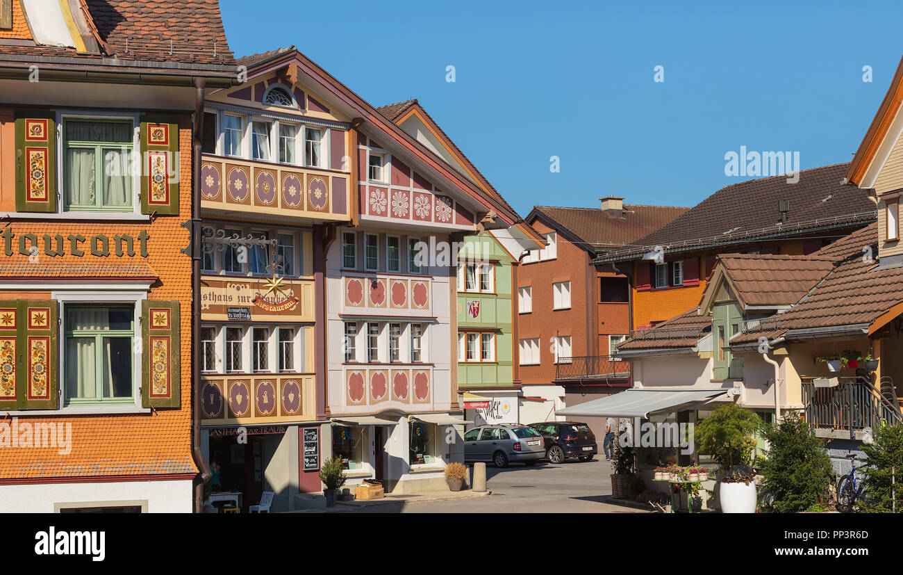 Appenzell, Switzerland - September 20, 2018: buildings of the historic ...
