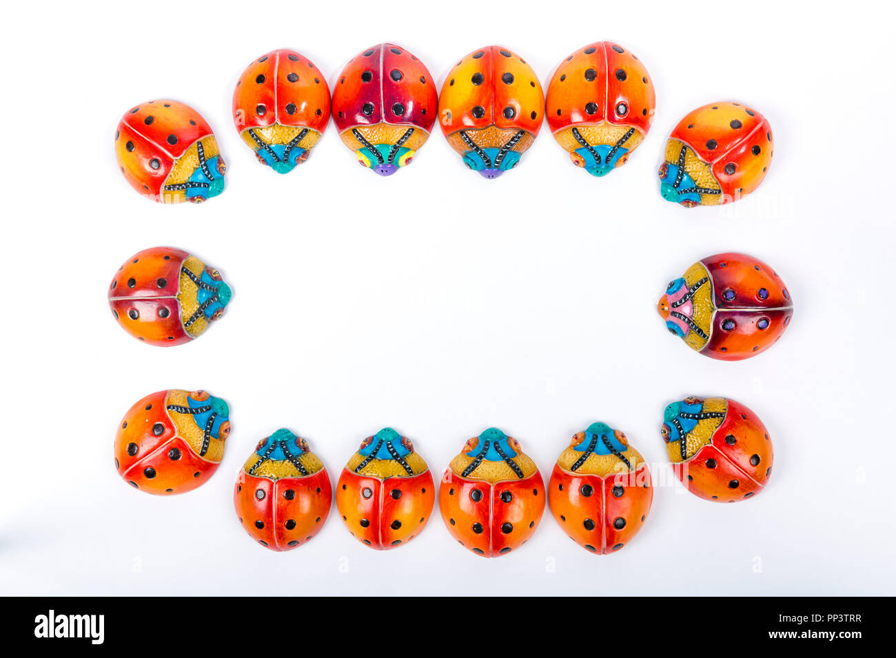 set of multicolored ladybugs forming a circle in Mexican ceramics Stock ...