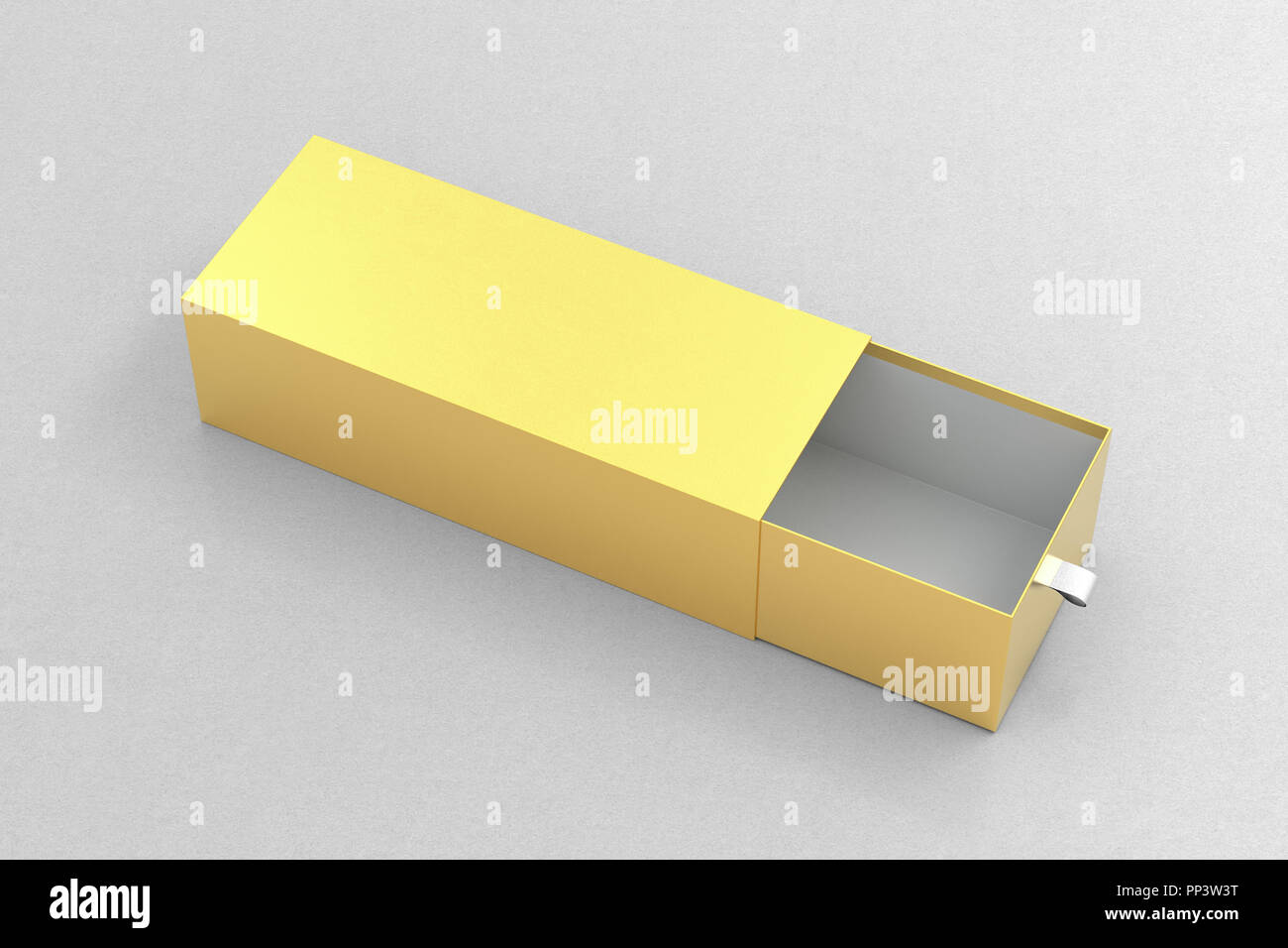 Open golden blank empty long box on white background. 3d illustration ...