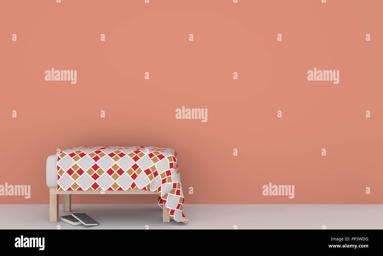 3d, book under chair and rose pink wall Stock Photo - Alamy