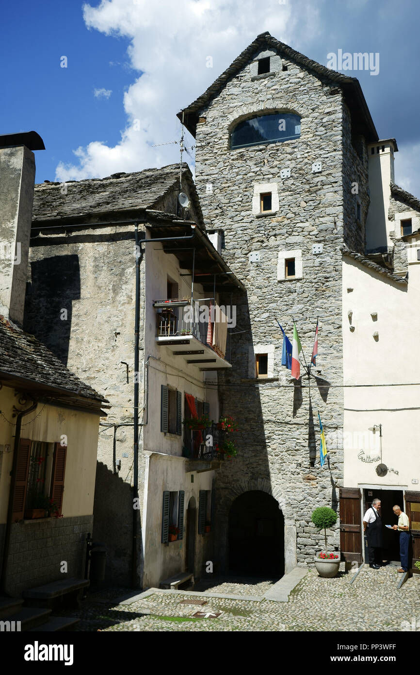 Historic center of town Varzo, Watchtower, Valle Divedro, Piedmont ...