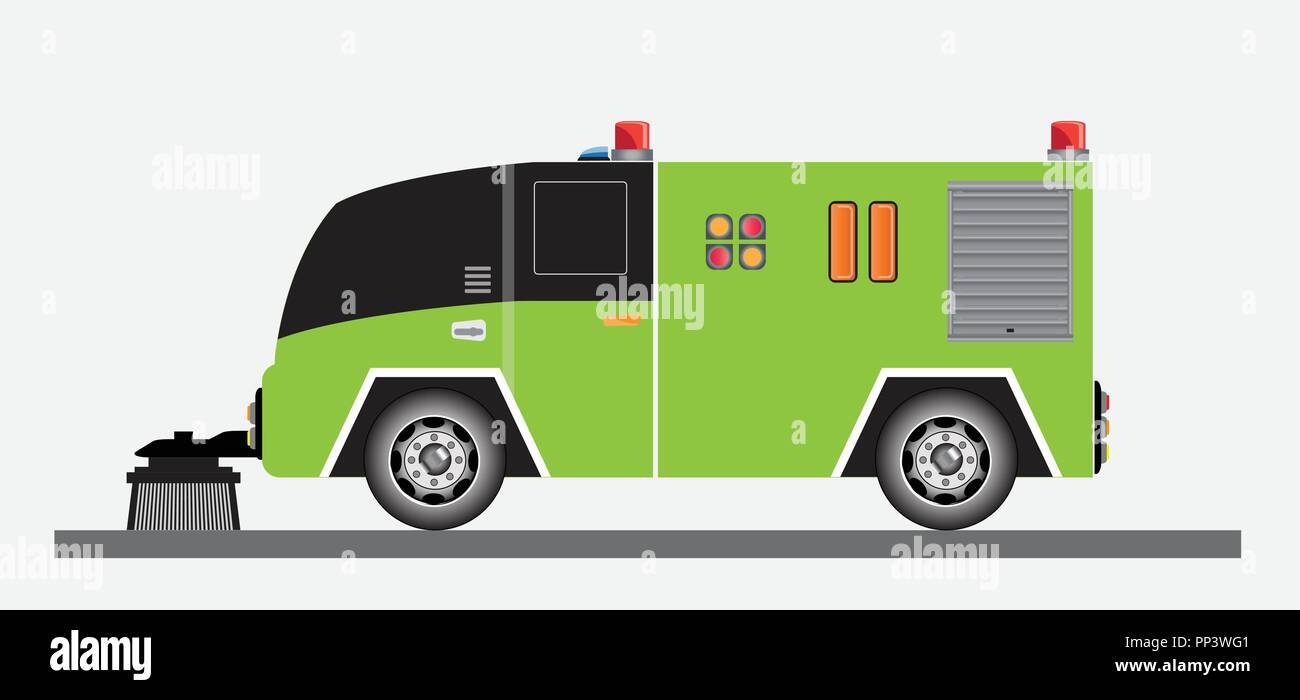 Street Sweeper Truck Vector and illustration on white background Stock ...