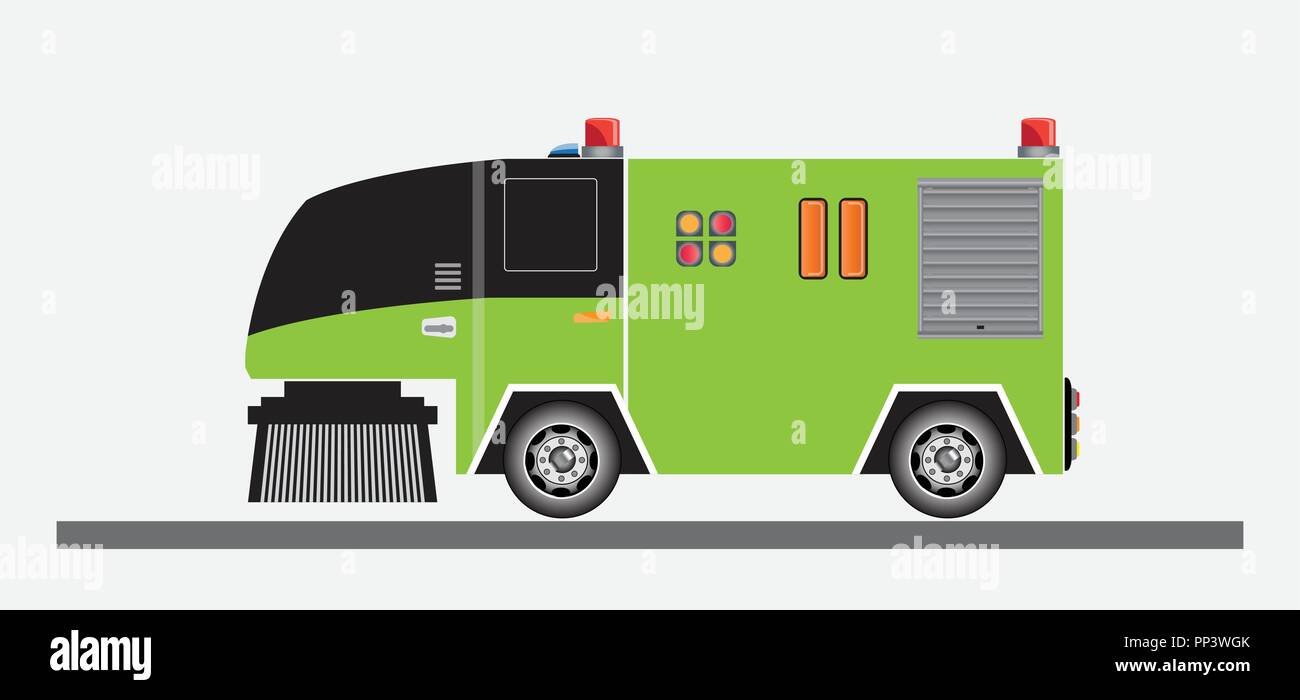 Street Sweeper Truck Vector and illustration on white background Stock ...
