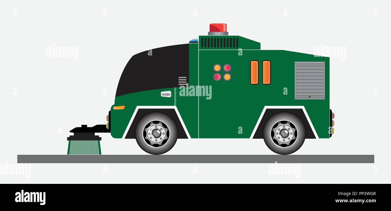Street Sweeper Truck Vector and illustration on white background Stock ...