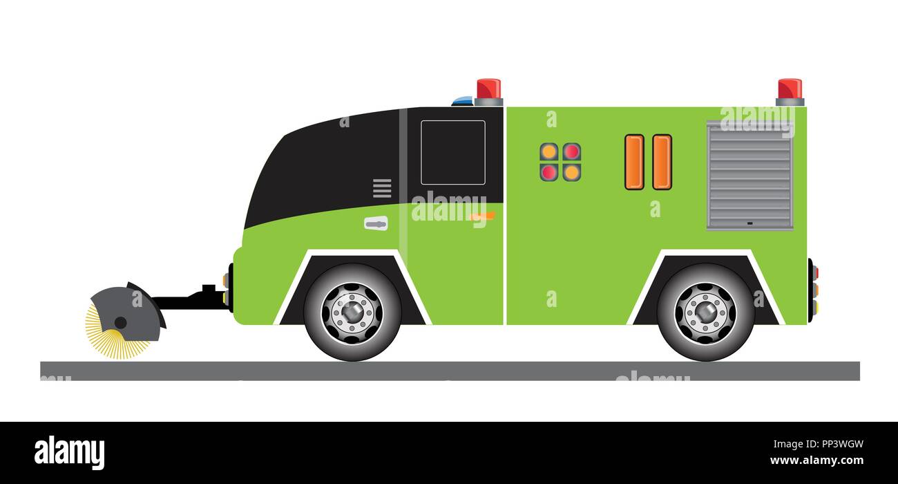 Street Sweeper Truck Vector and illustration on white background Stock ...